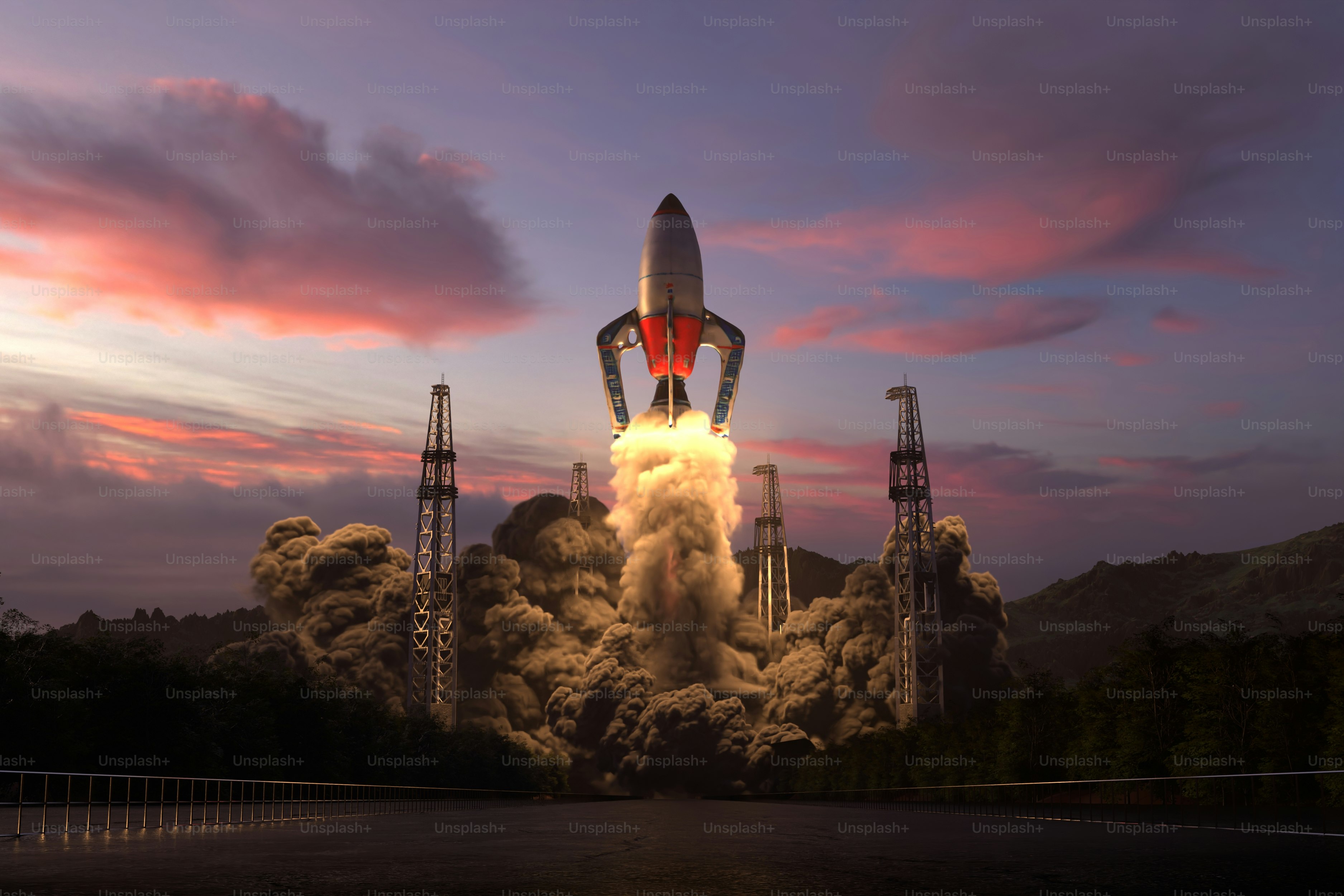 A large rocket is launching into the sky photo – 3d Image on Unsplash