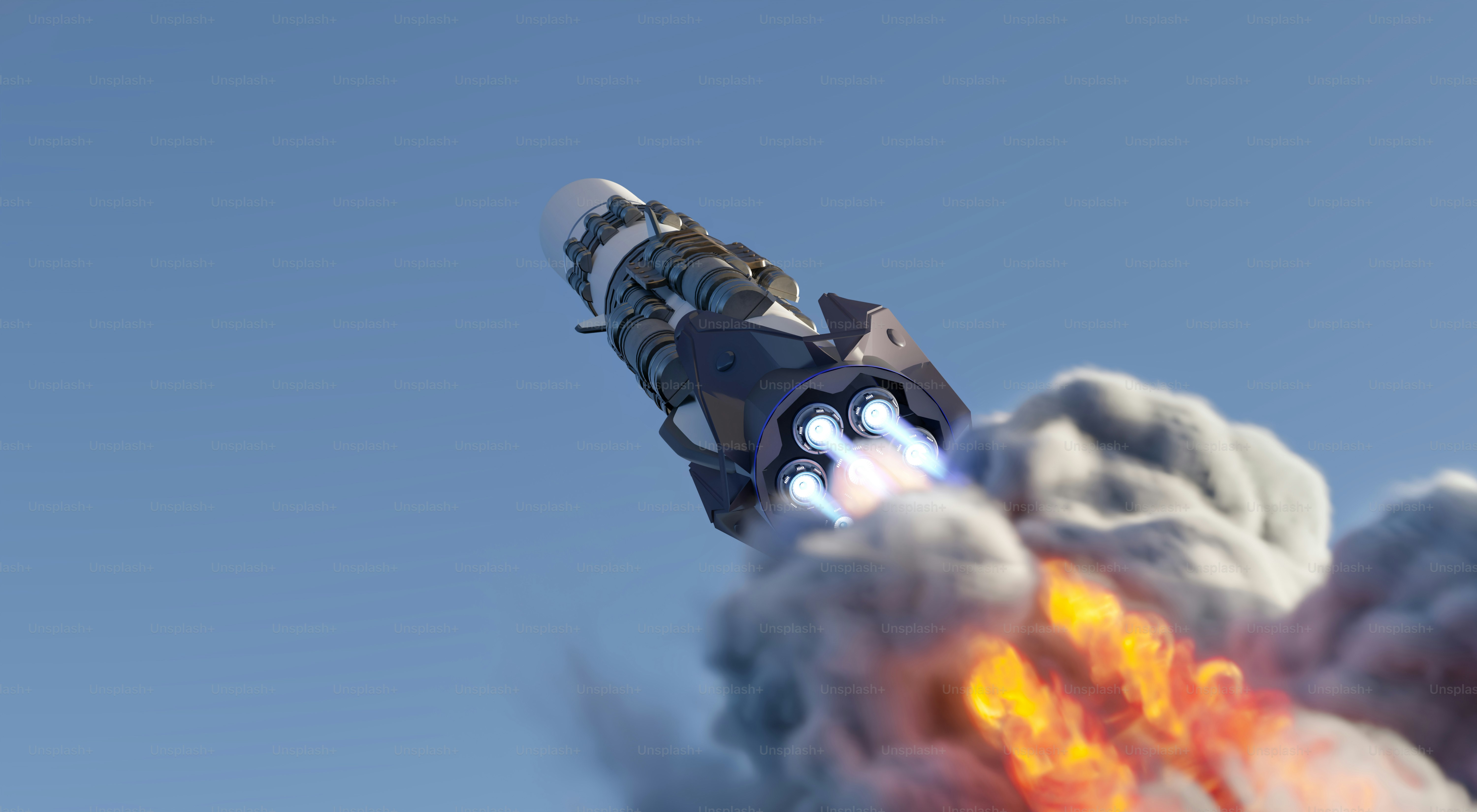 An artist's rendering of a rocket launching into space photo – 3d ...