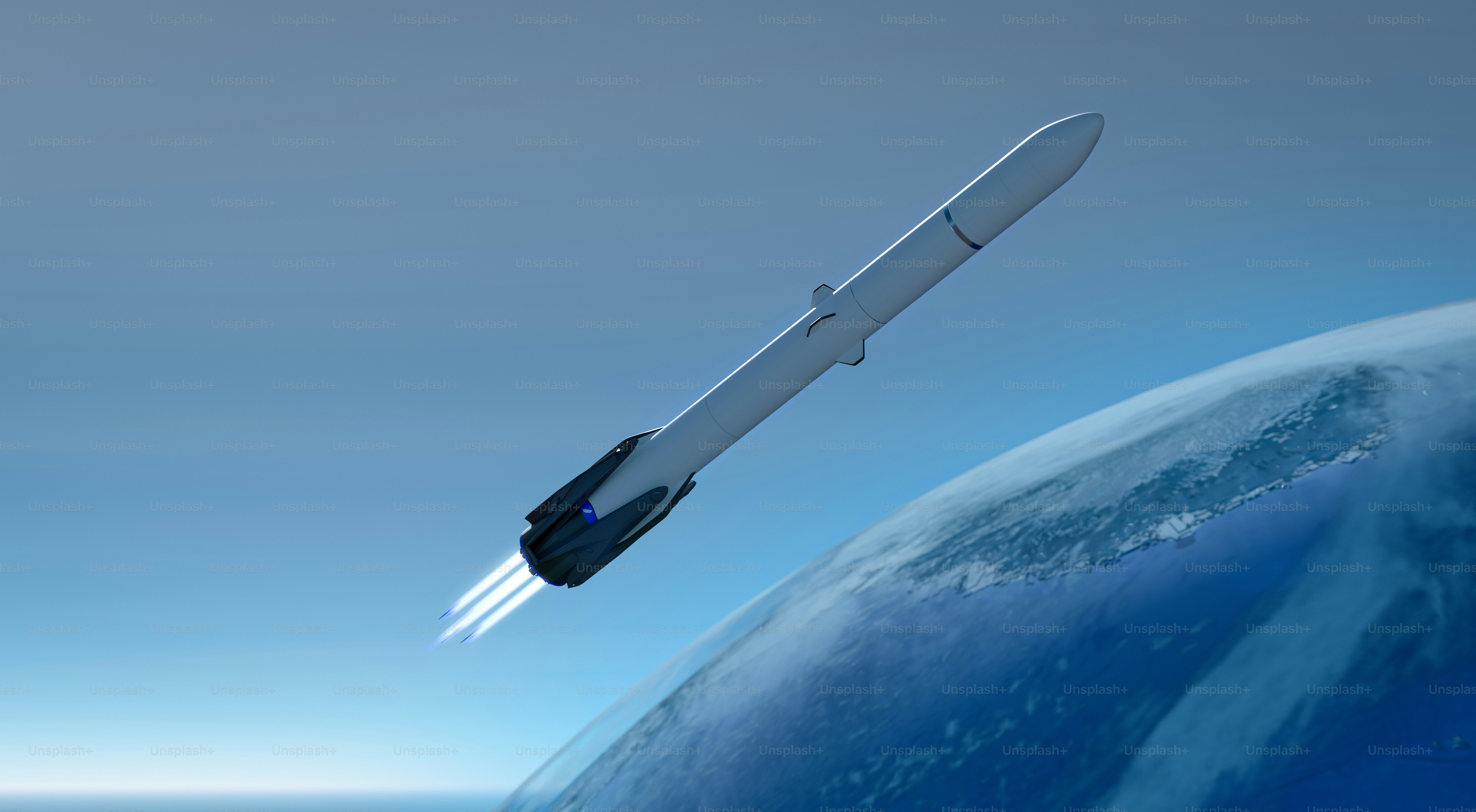 An artist's rendering of a rocket launching into space photo – Space ...