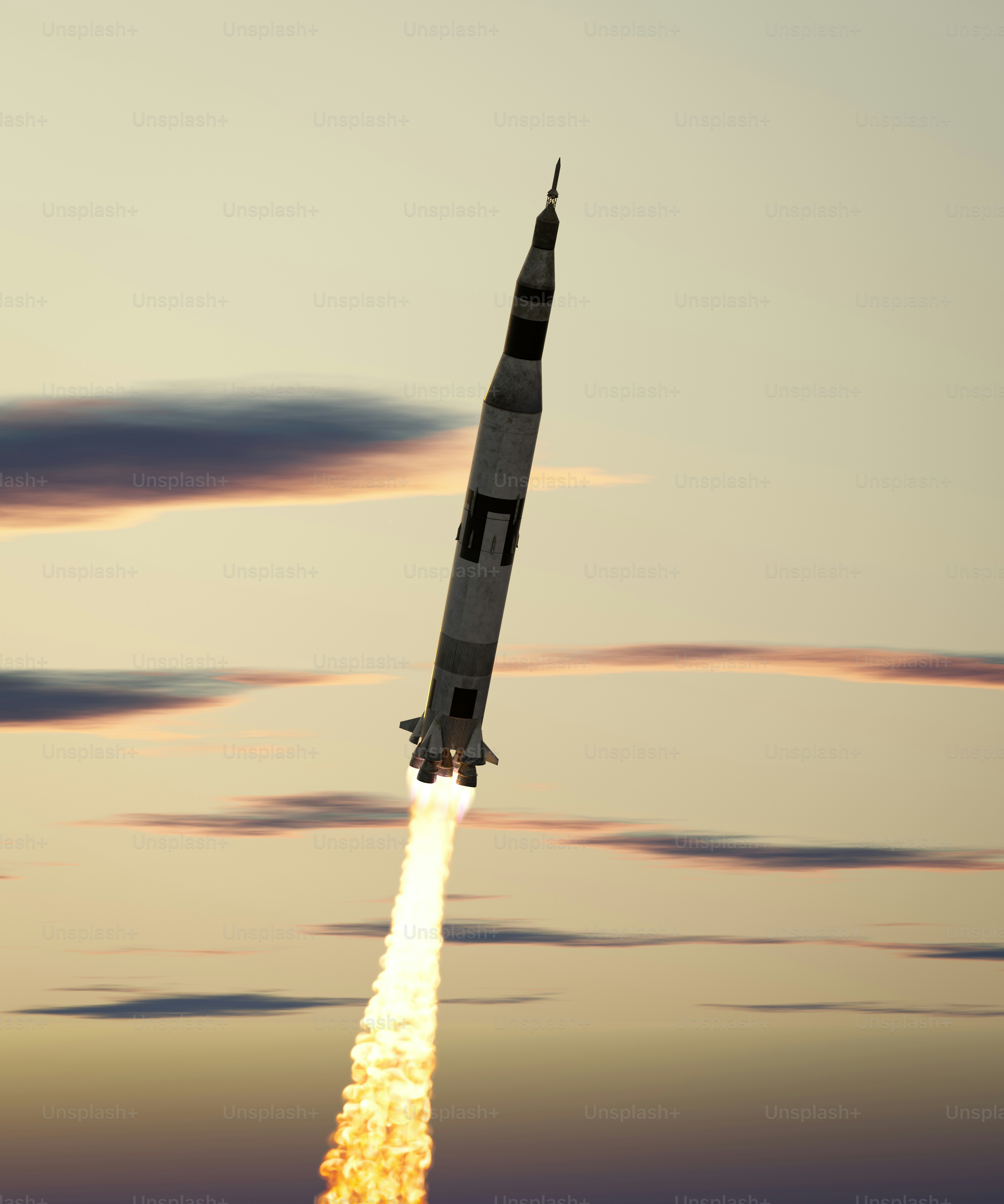 An artist's rendering of a rocket launching into space photo – 3d ...