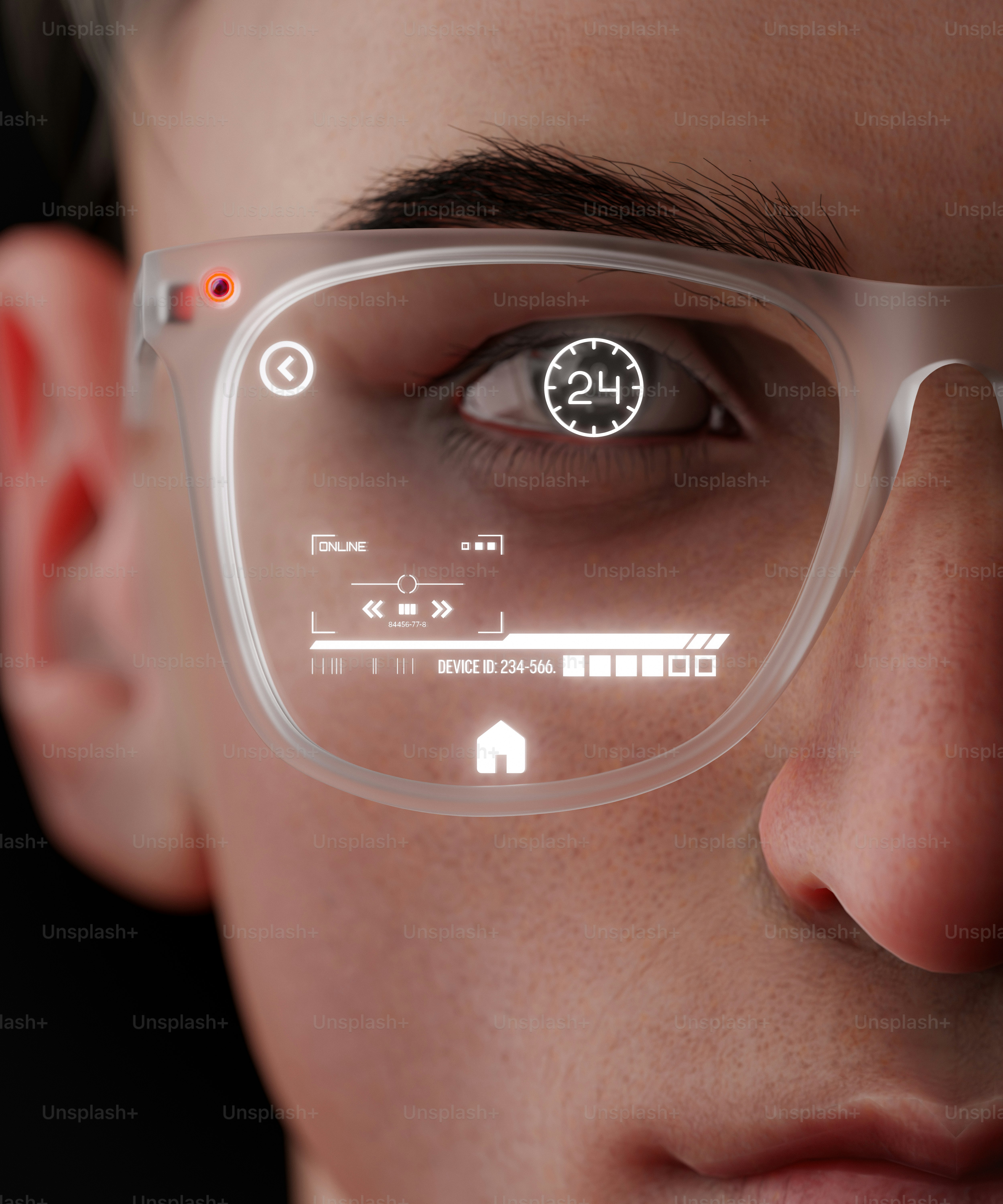 A close up of a person wearing glasses photo – Wearable tech Image on ...