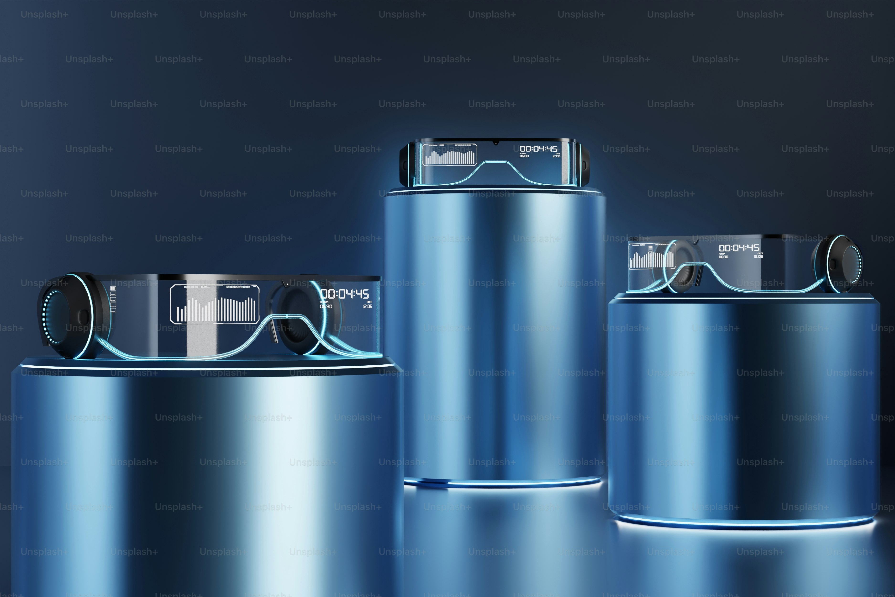 A group of three shiny metal containers photo – Technology Image on ...