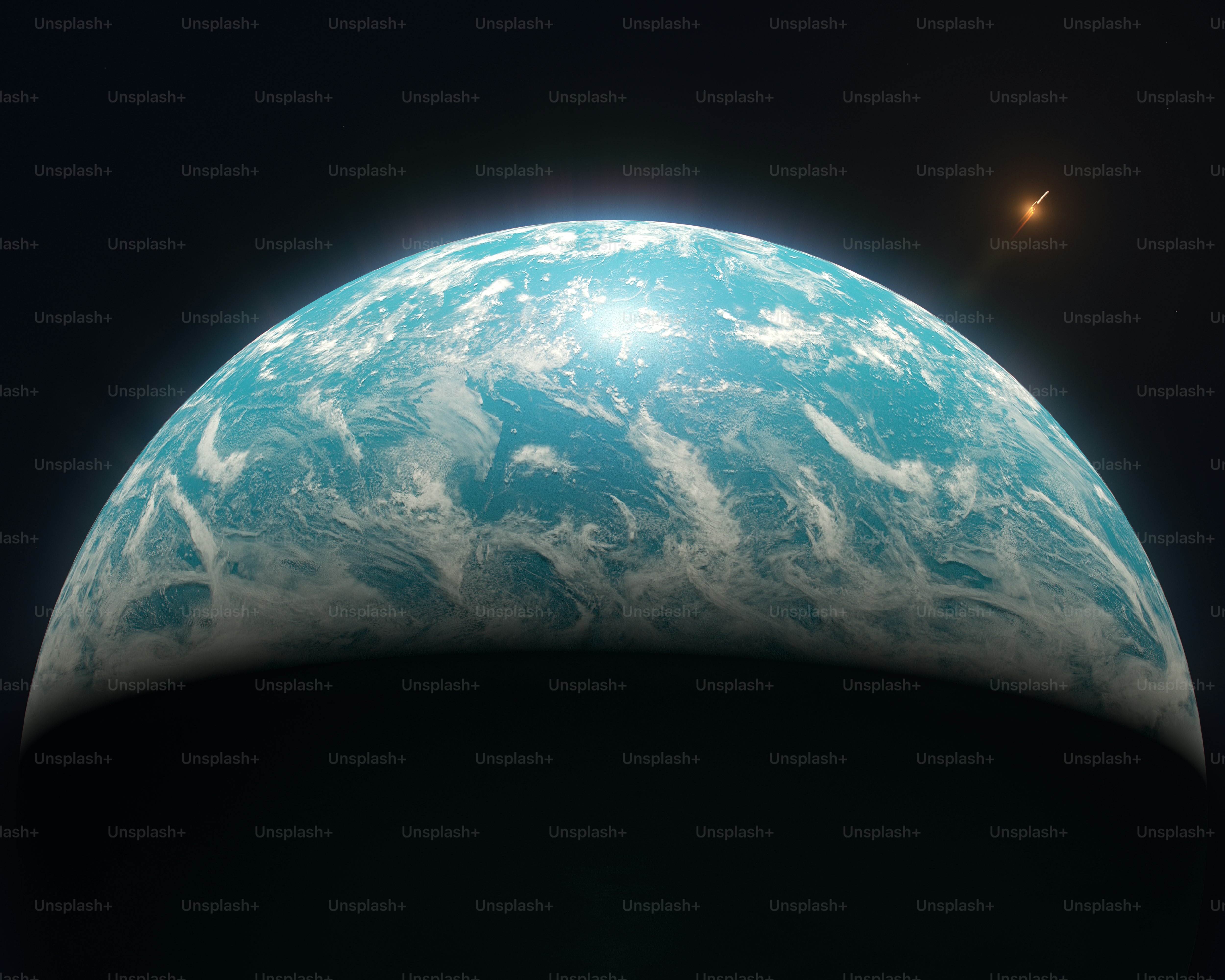 A blue and white object in the dark sky photo – 3d render Image on Unsplash