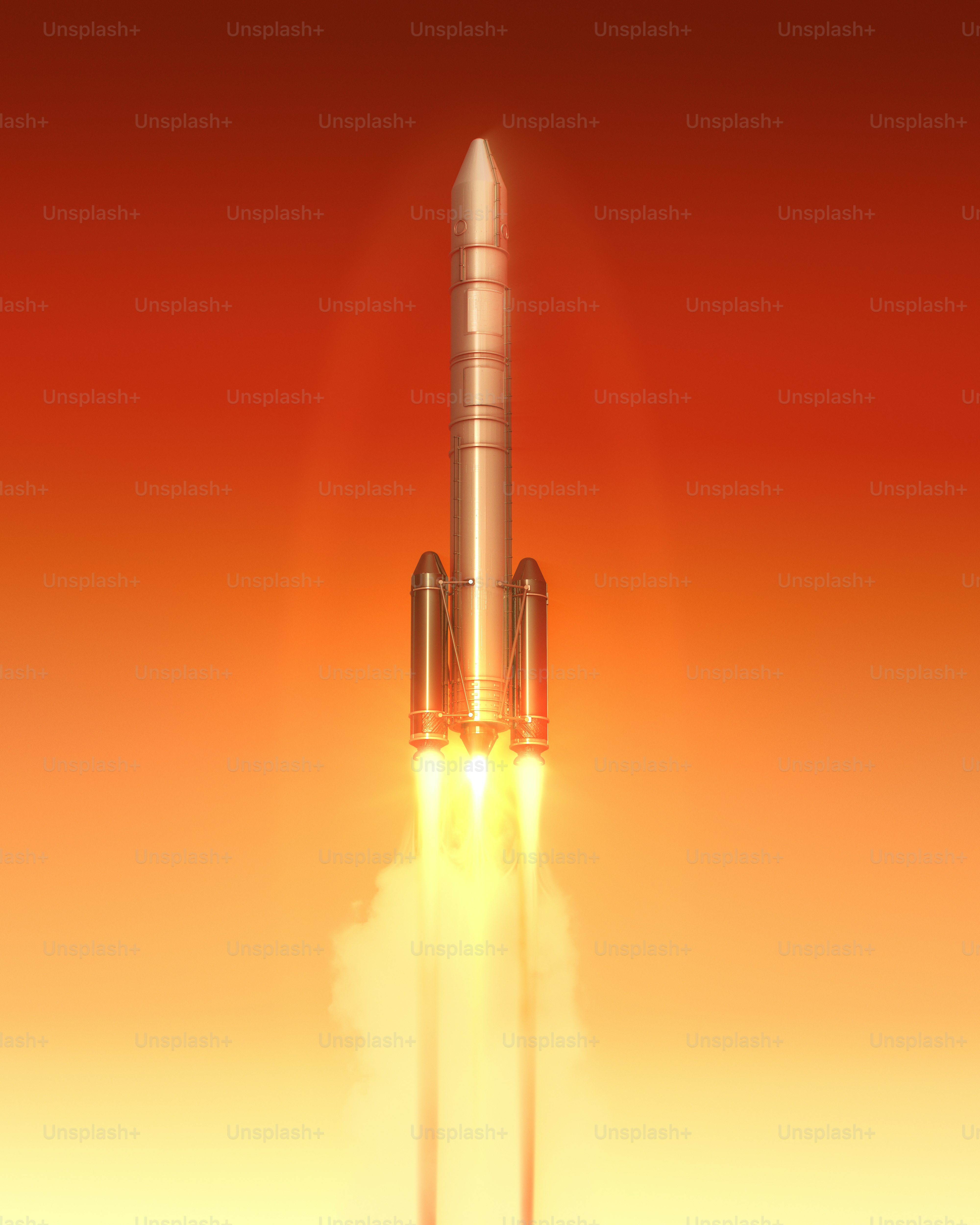 A small rocket is flying through the air photo – 3d rocket launch Image ...