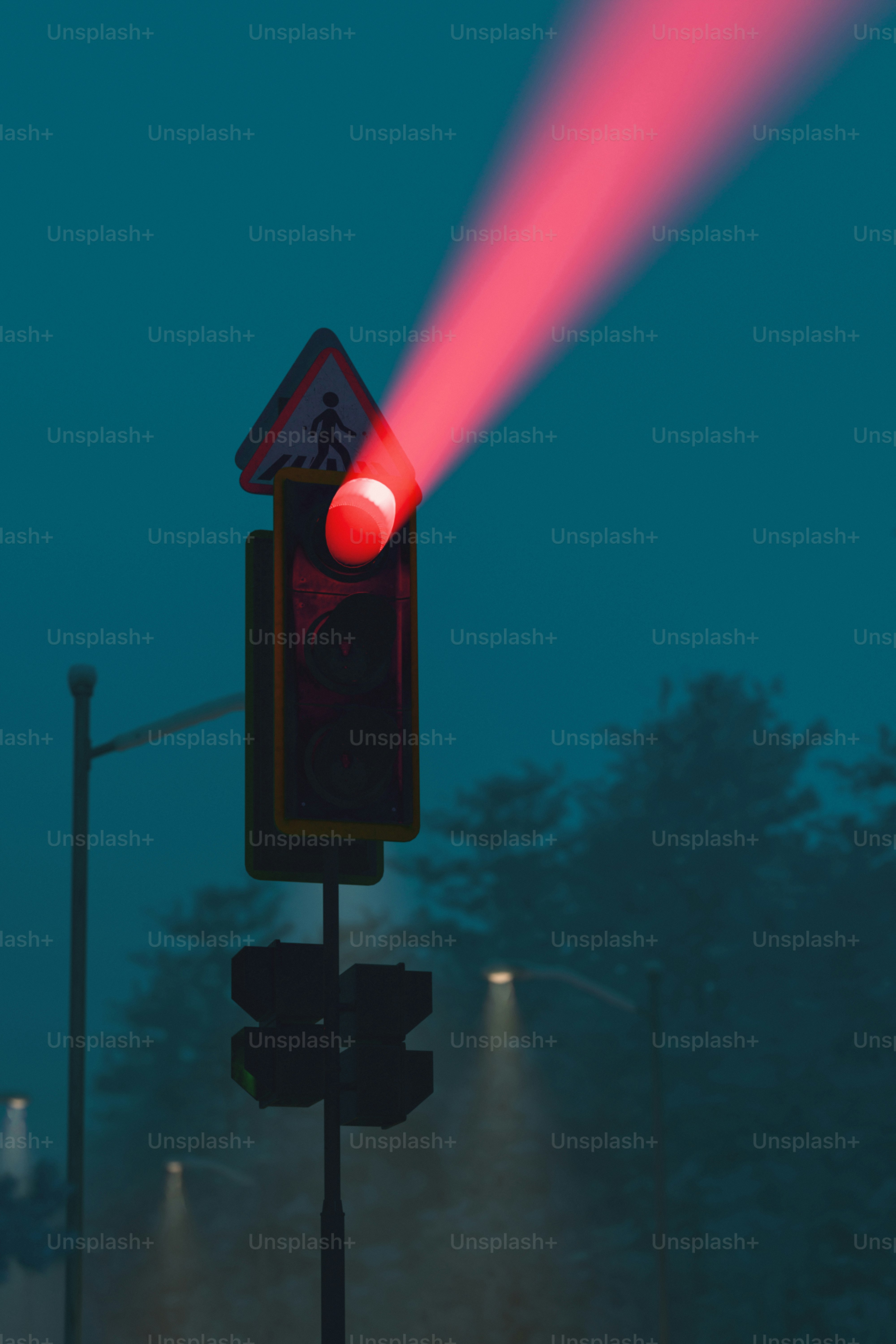 A traffic light with a red light coming out of it photo – 3d Image on ...