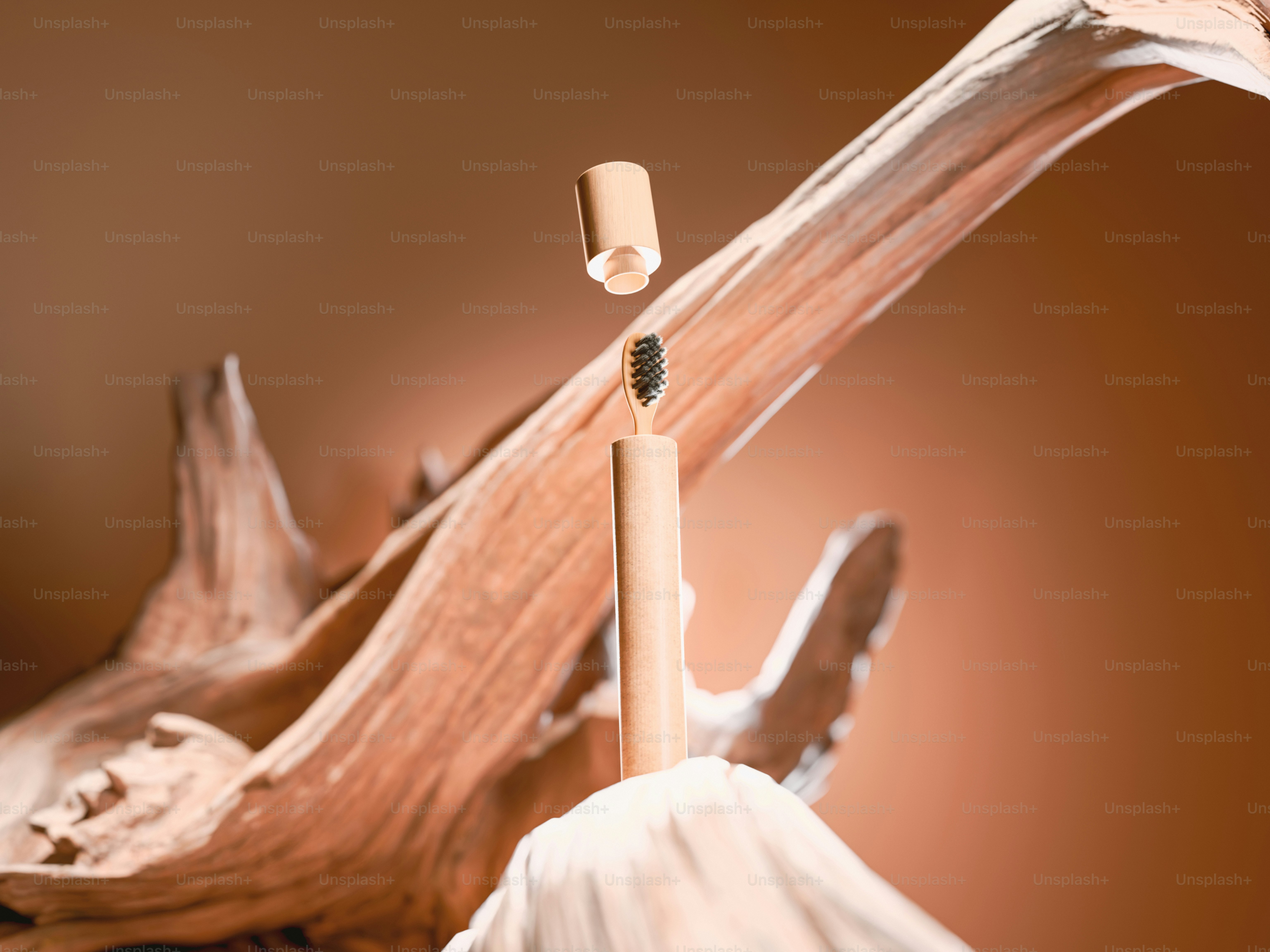 A wooden stick sticking out of the side of a flower photo – 3d render ...