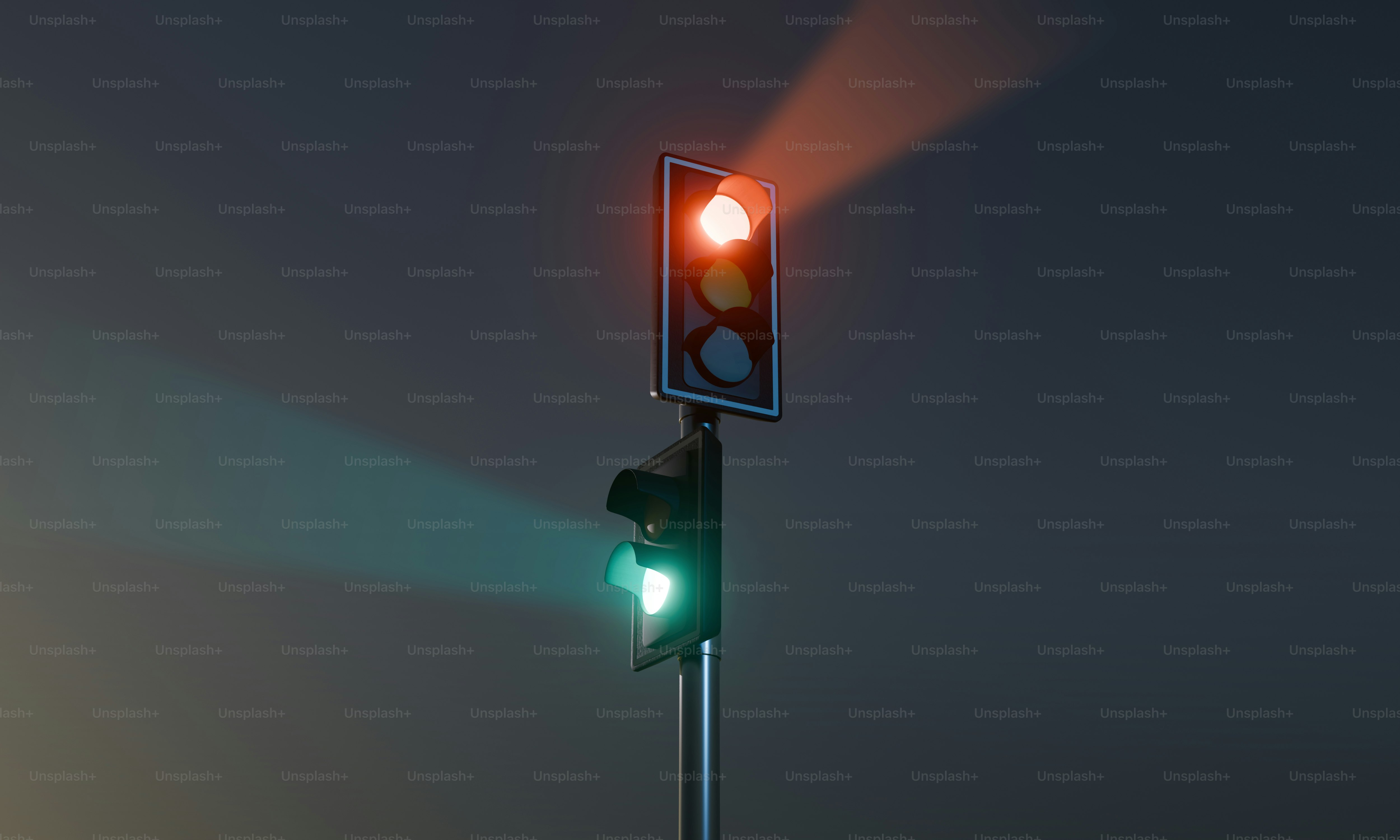A traffic light with a red and green light on it photo – Digital render ...