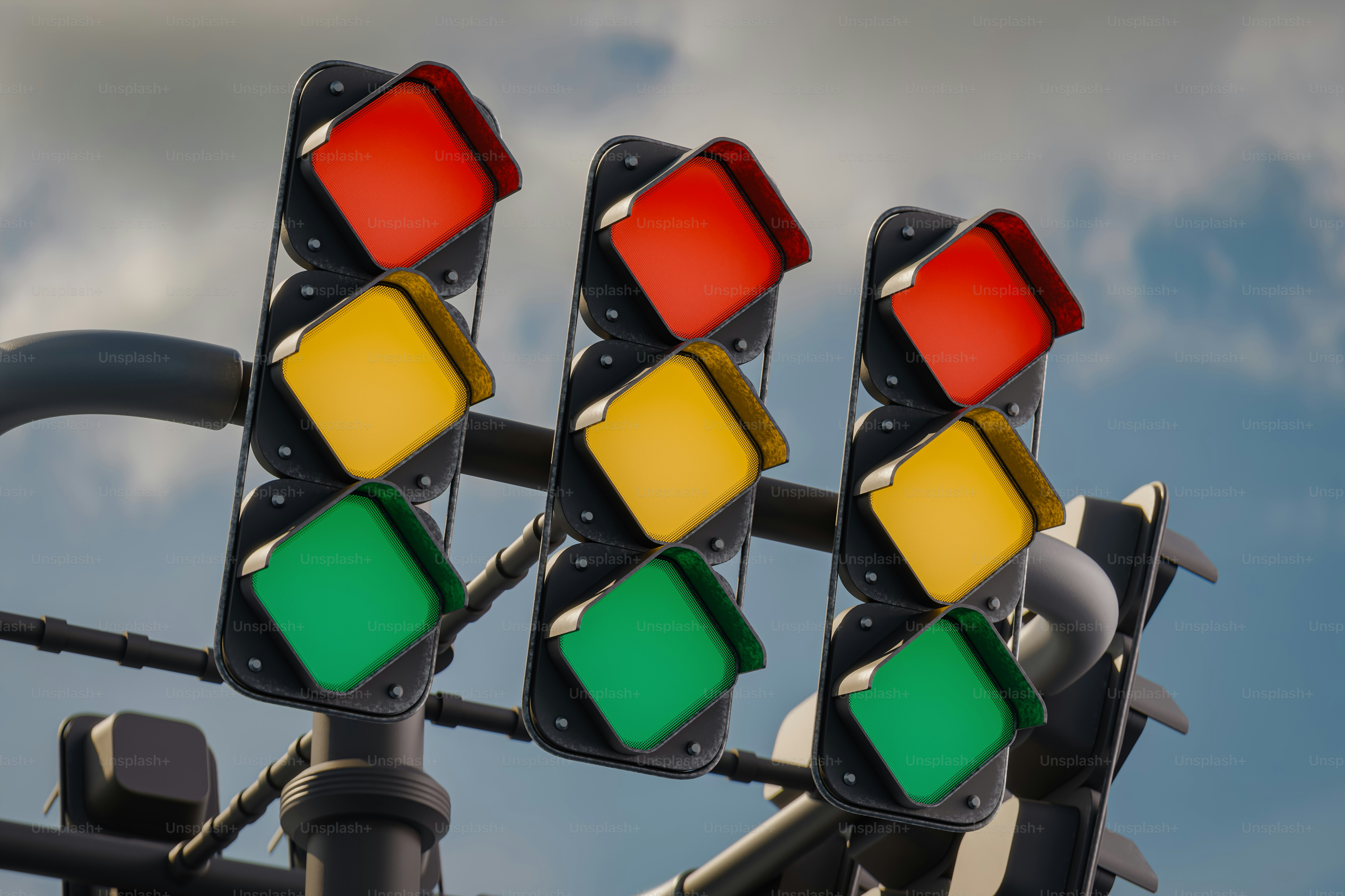 A traffic light that is red, green, and yellow photo – 3d Image on Unsplash
