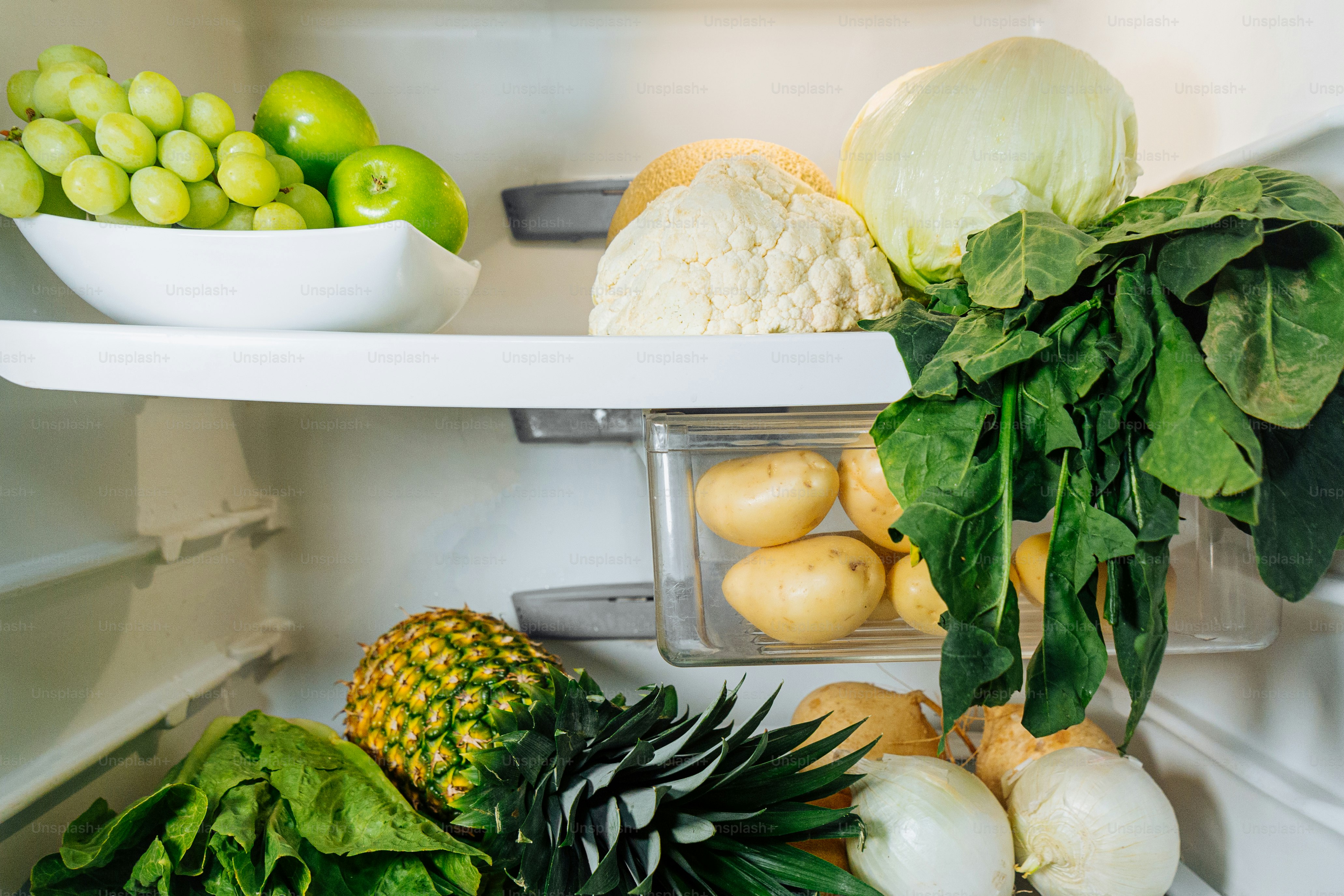 A refrigerator filled with lots of fresh fruits and vegetables photo ...