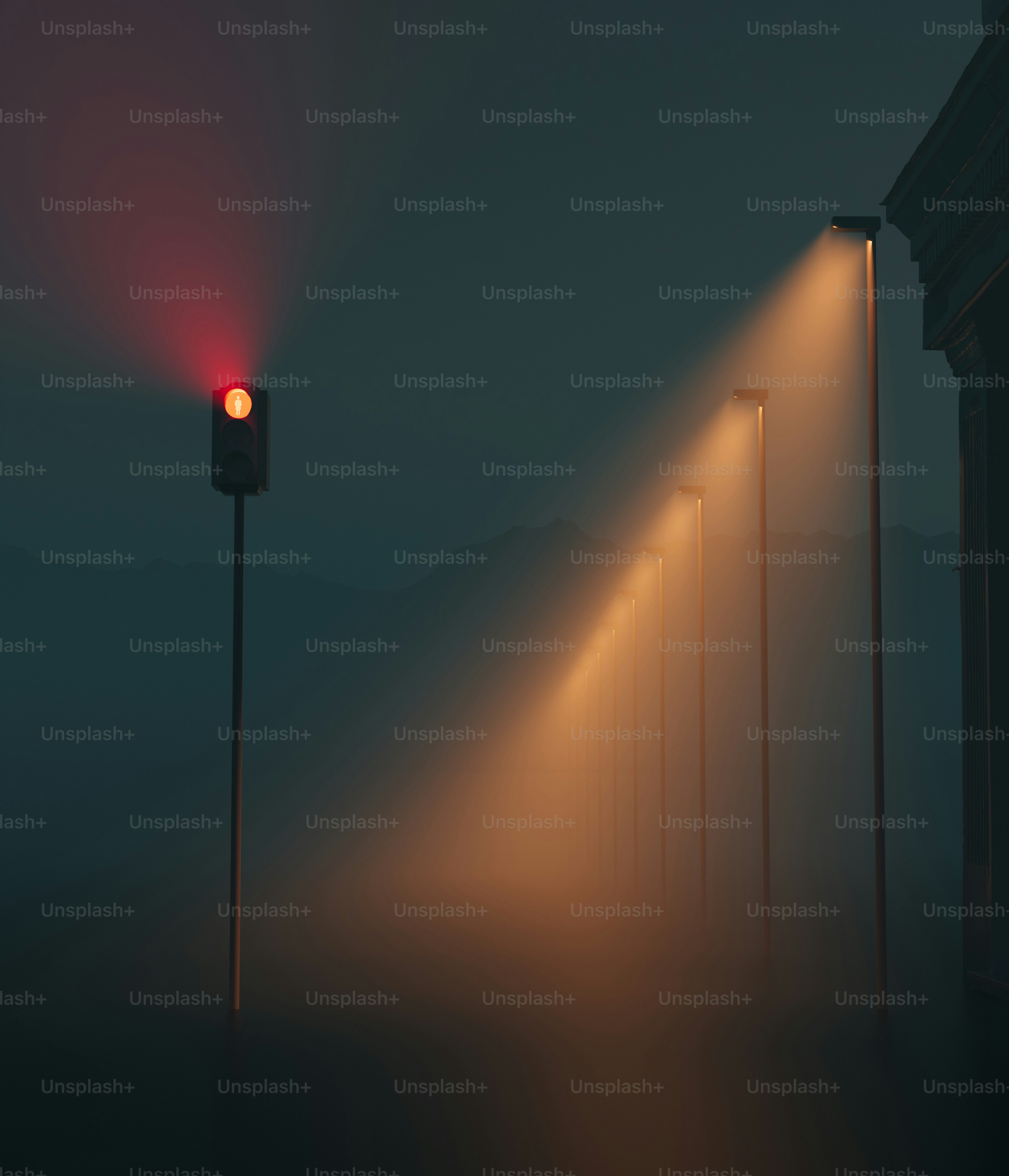 Un feu rouge à côté d’un grand immeuble photo – Image de Rendu 3D sur ...