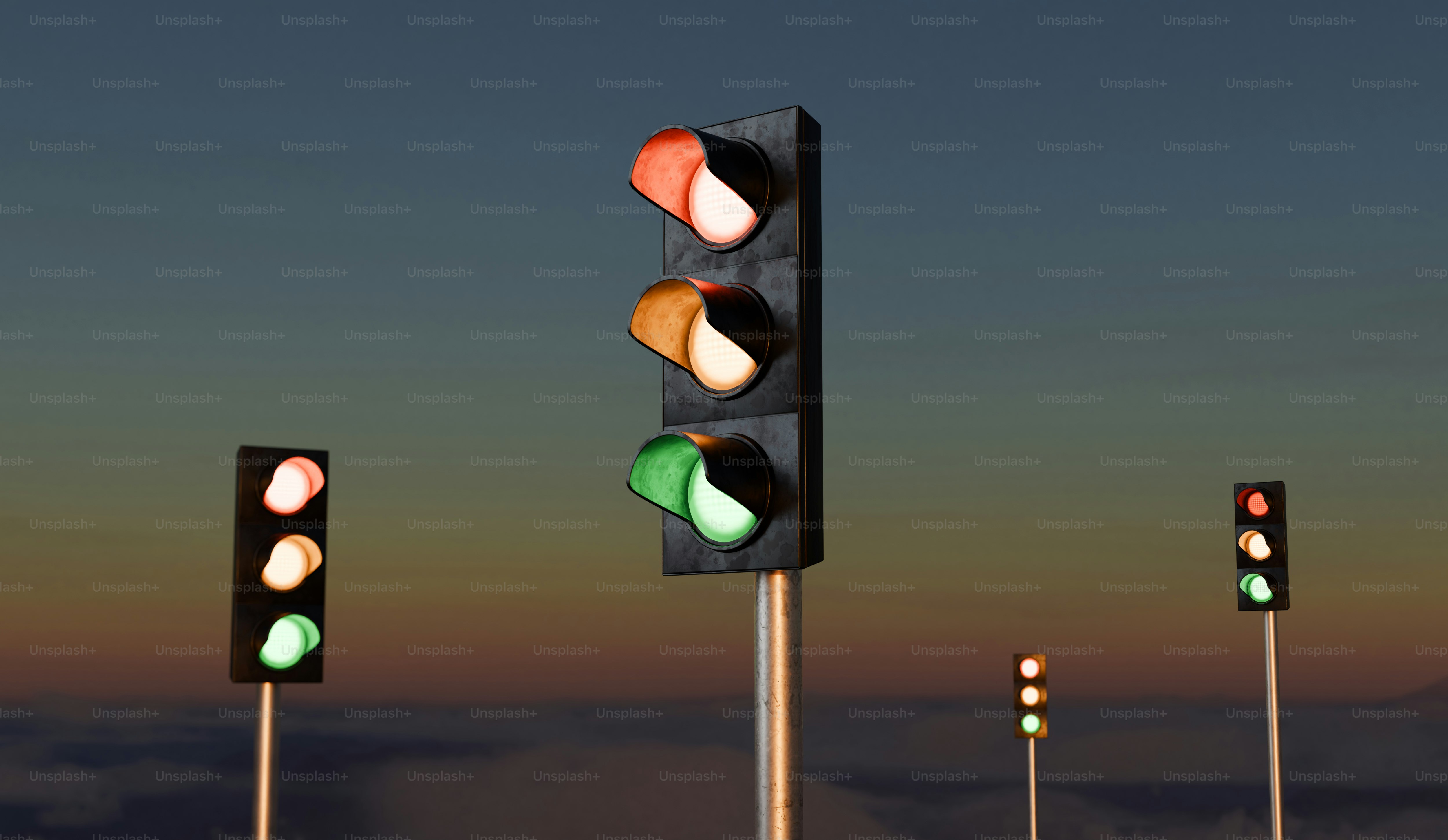 A row of traffic lights sitting next to each other photo – Traffic ...