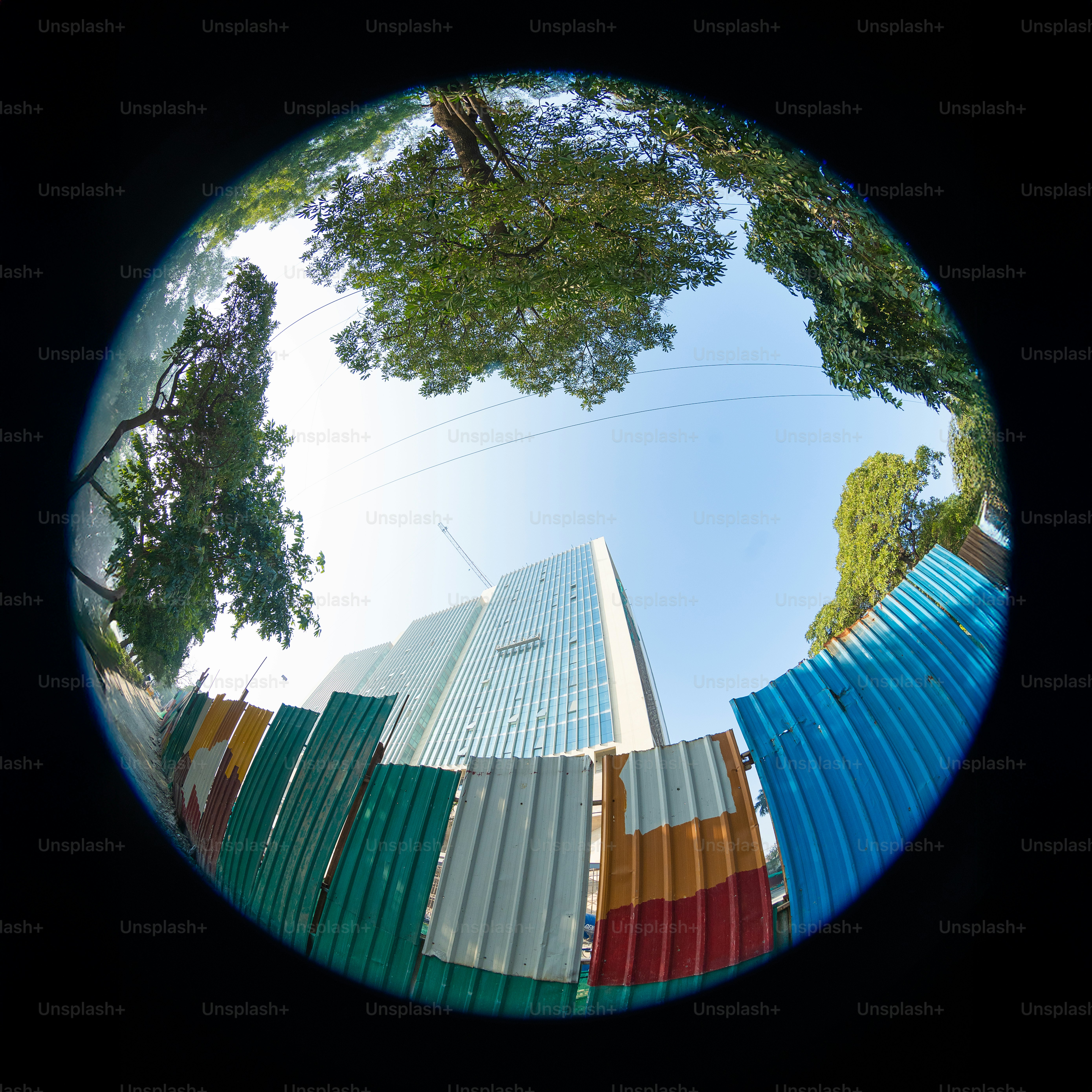 A view of a building through a fish eye lens photo – Delhi Image on ...