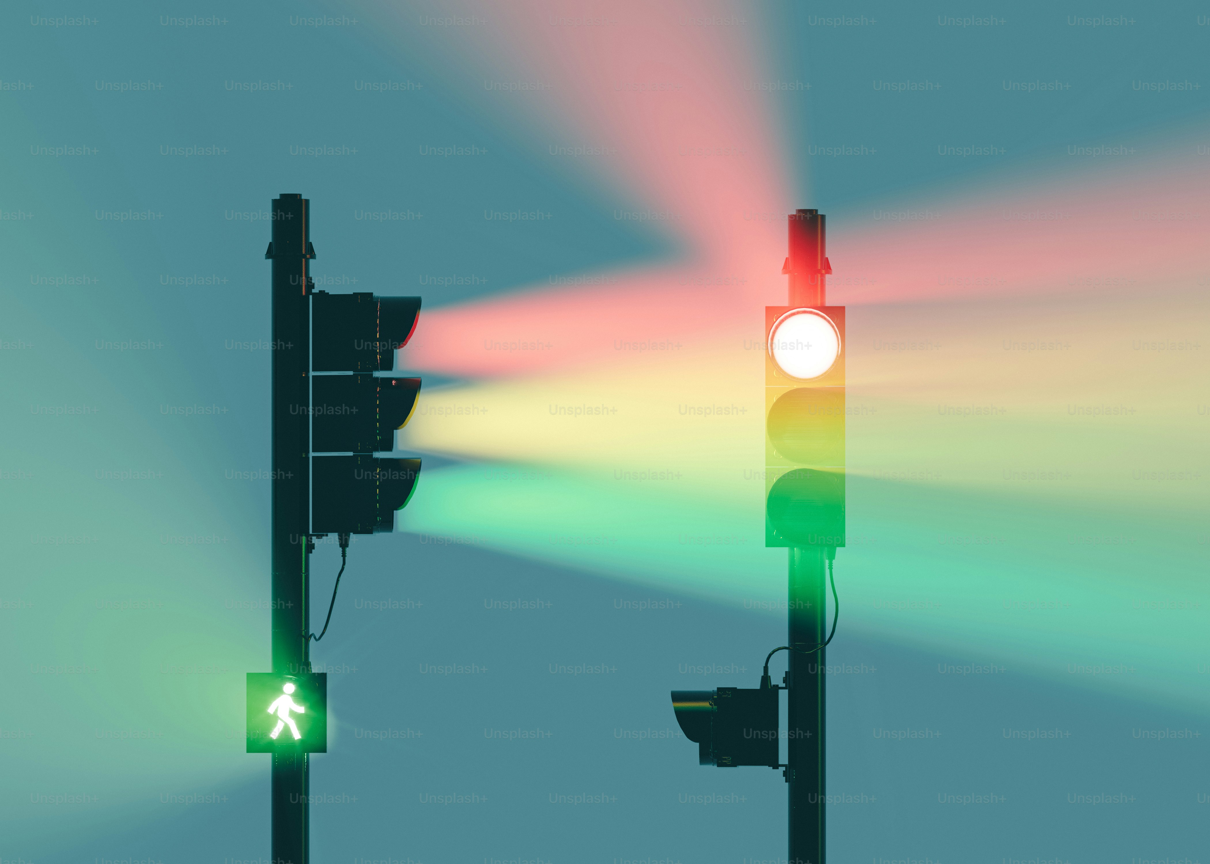 A traffic light with a person walking under it photo – Traffic lights ...