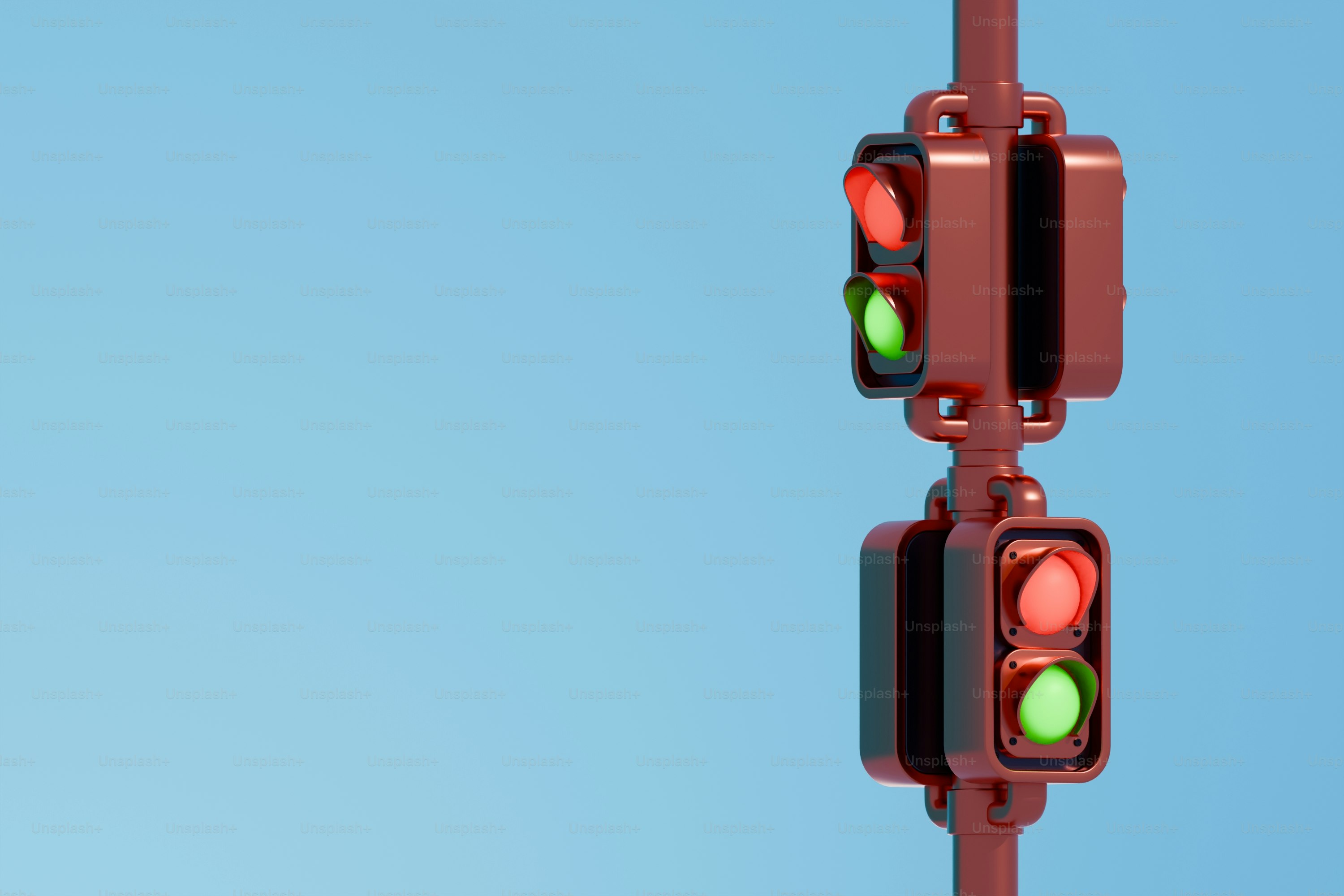 A red traffic light with two green traffic lights photo – Wallpaper ...