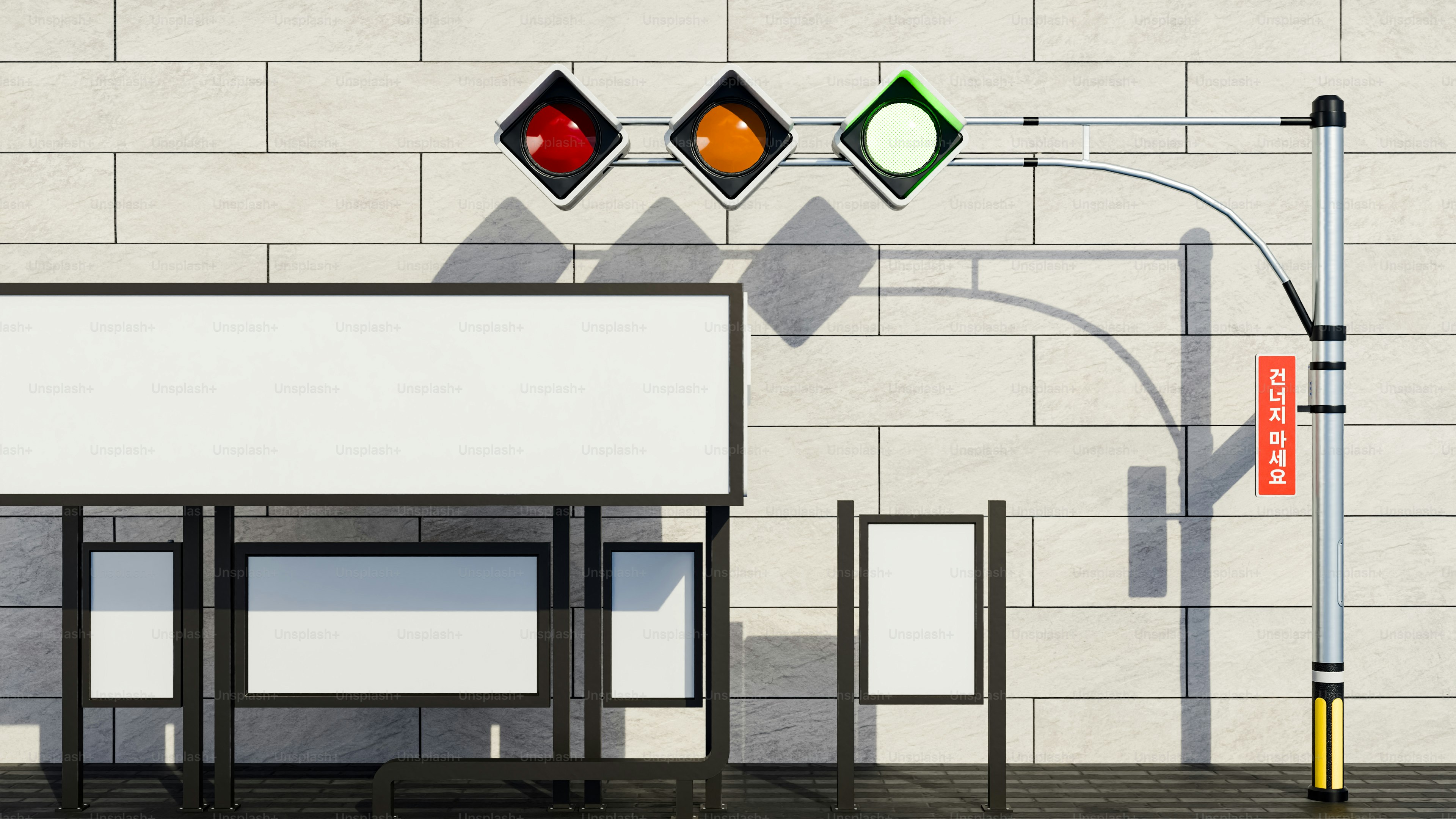 A stoplight and a street sign on a city street photo – Traffic lights ...