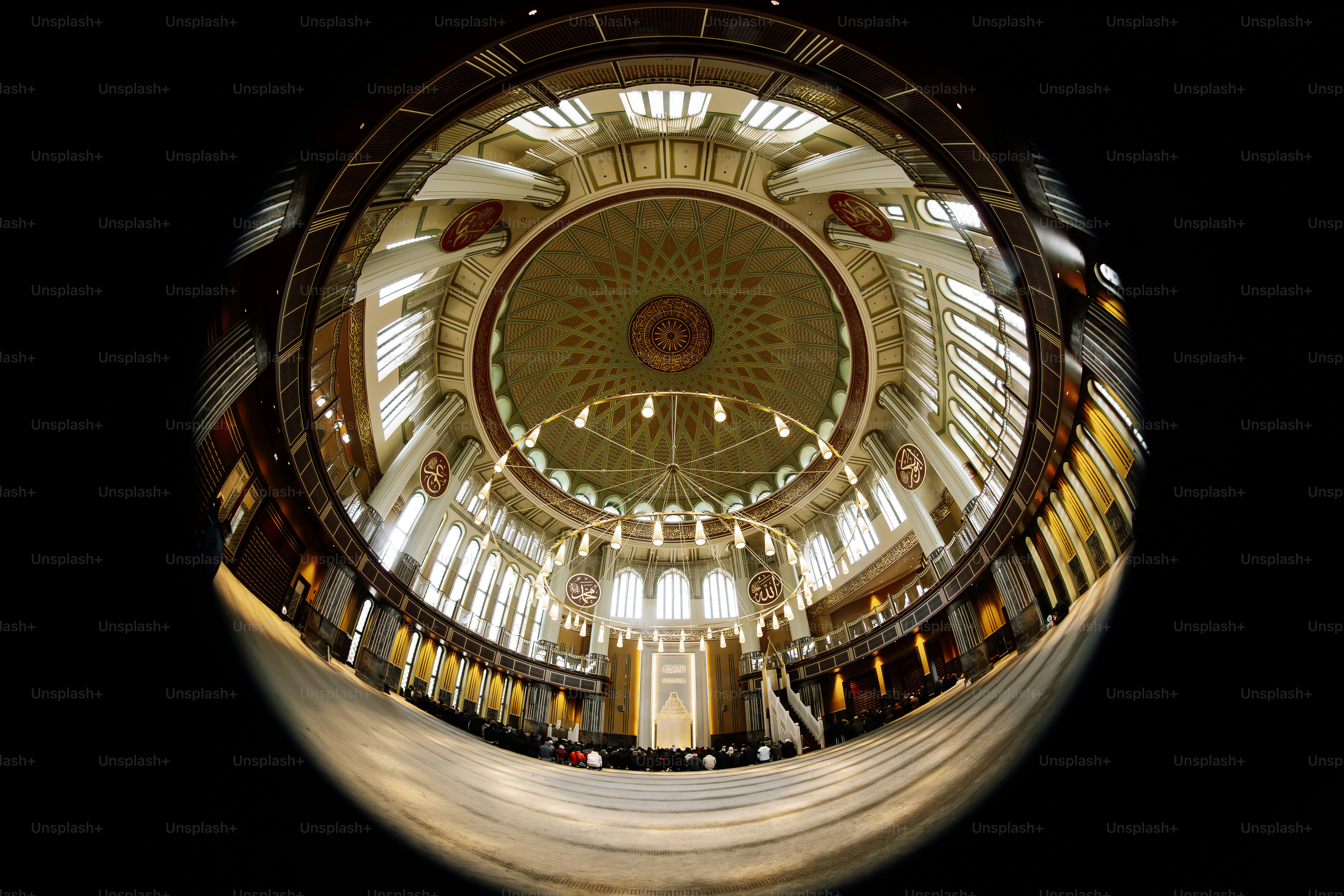 A fish - eye view of a building's ceiling photo – Balcony Image on Unsplash