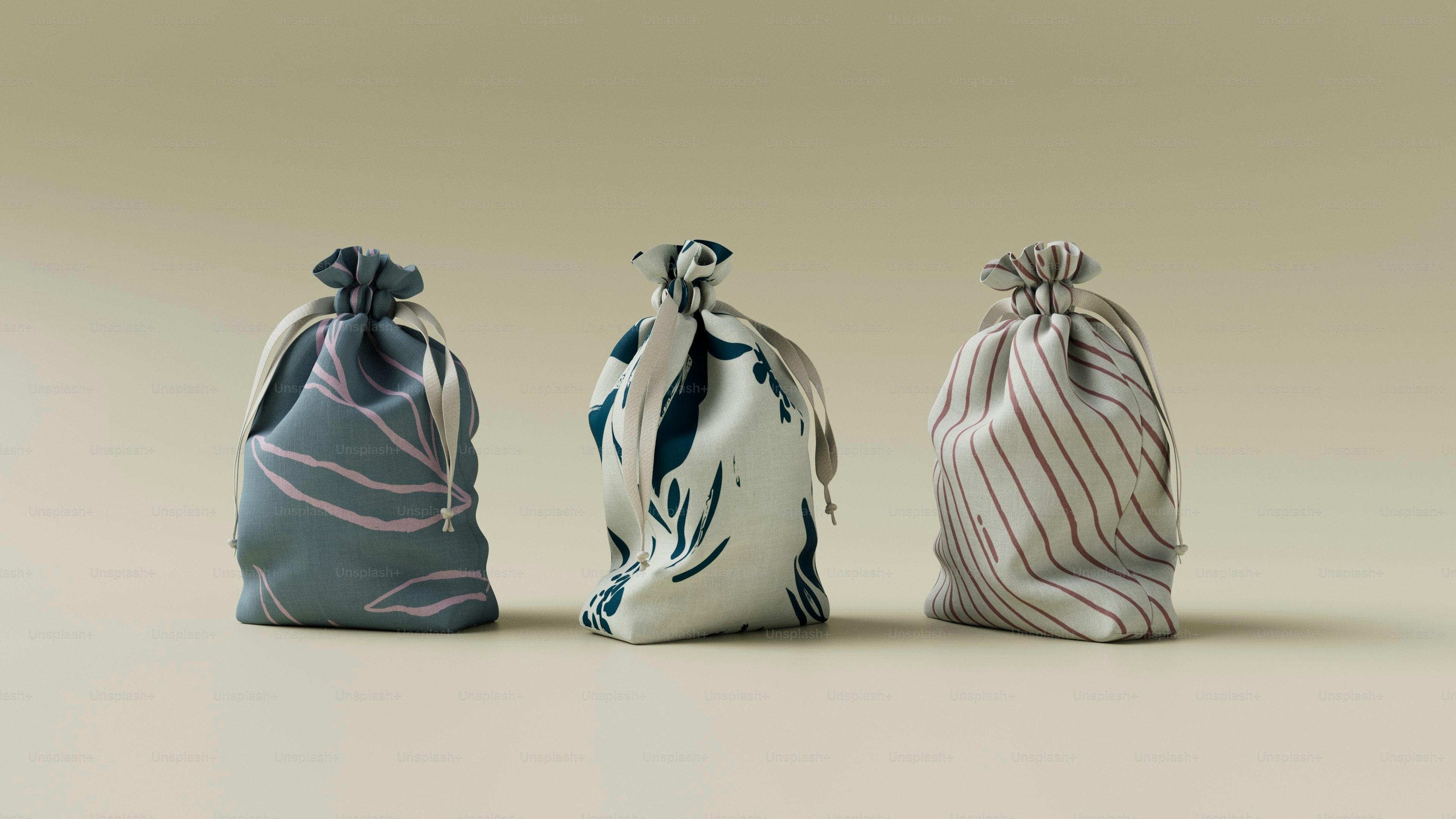 A group of three bags sitting next to each other photo – Sustainable ...