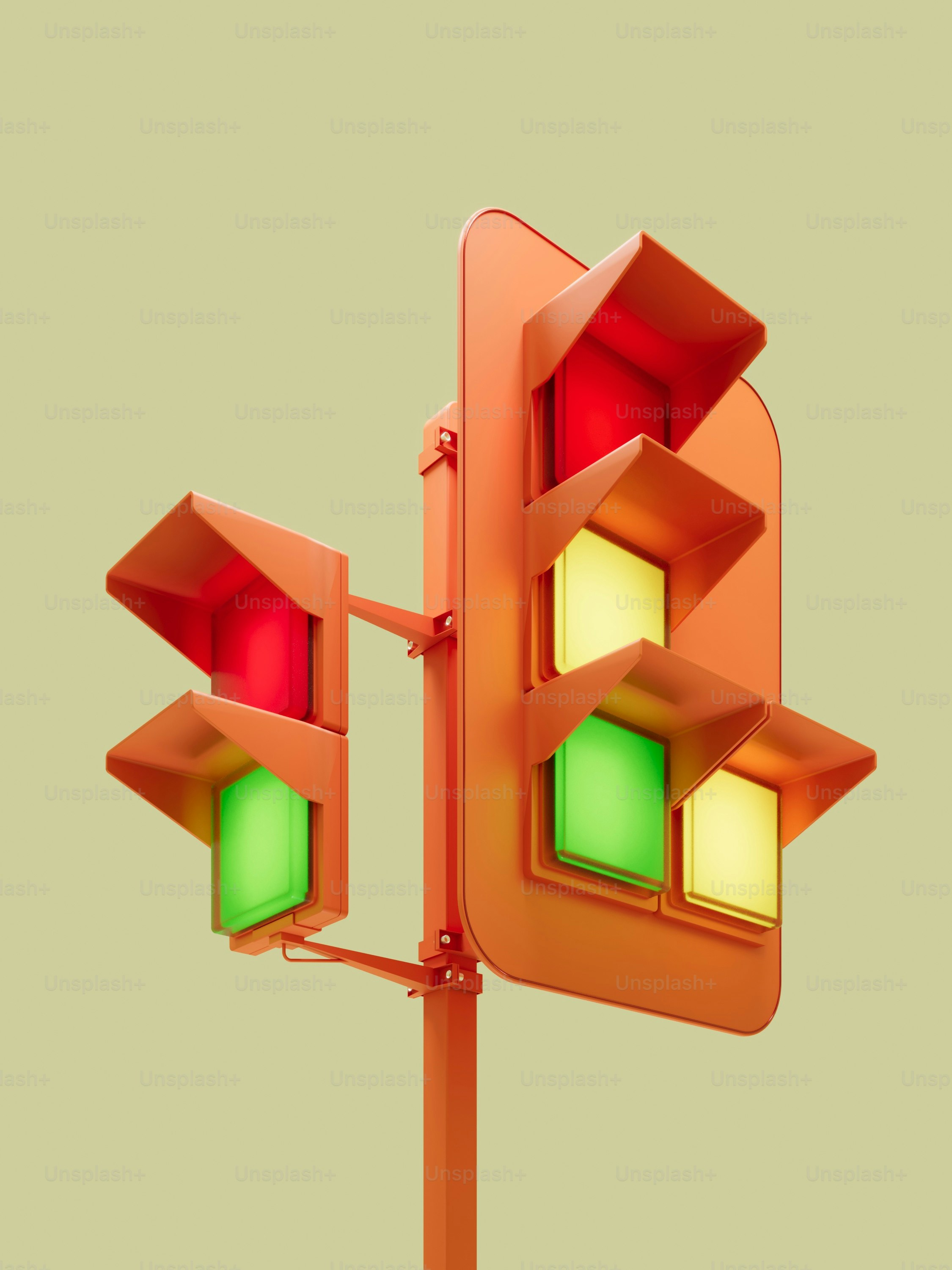 A traffic light with three different colored lights on it photo – 3d ...