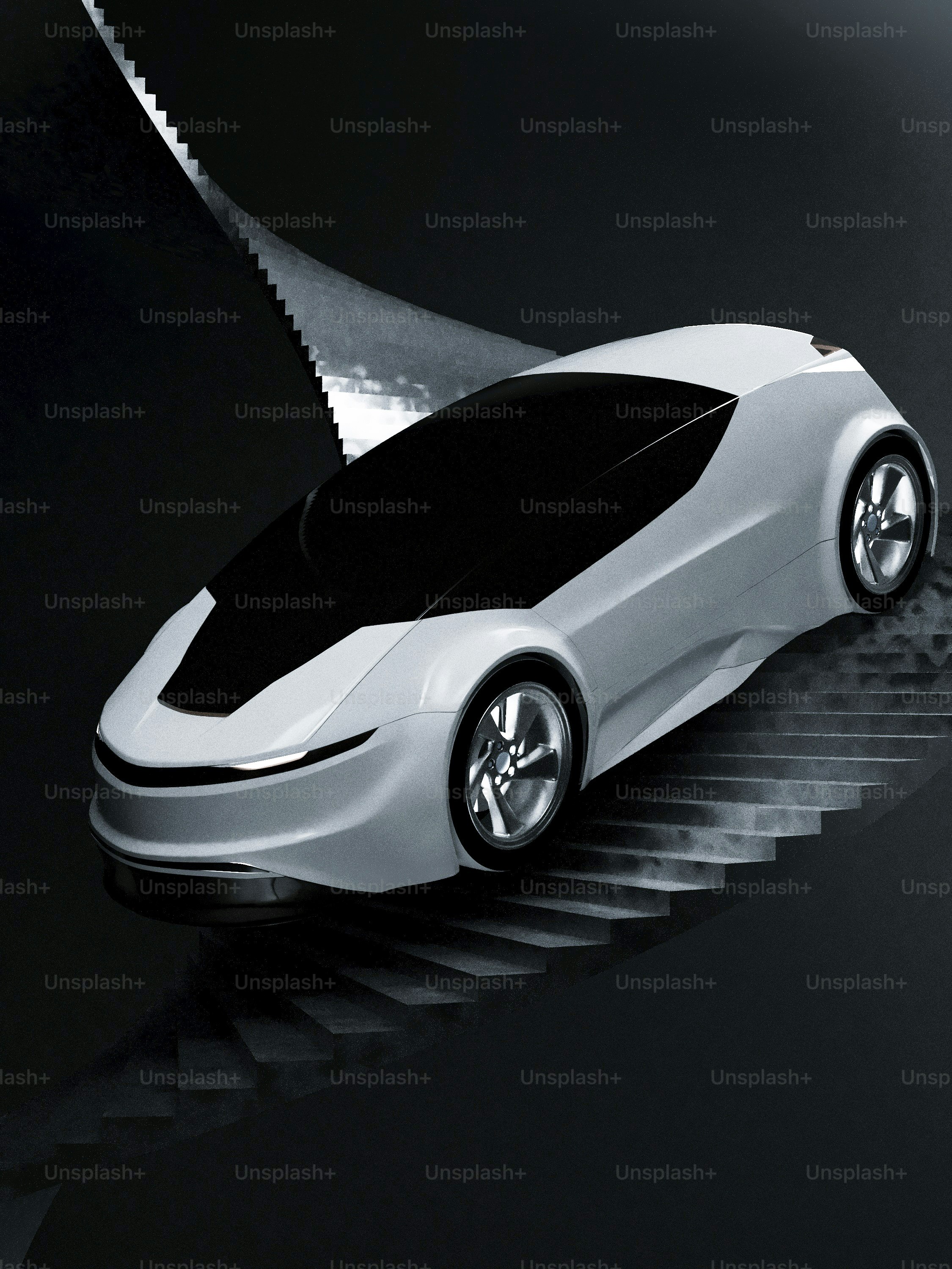 A futuristic car is shown on a black background photo – Motor vehicle ...
