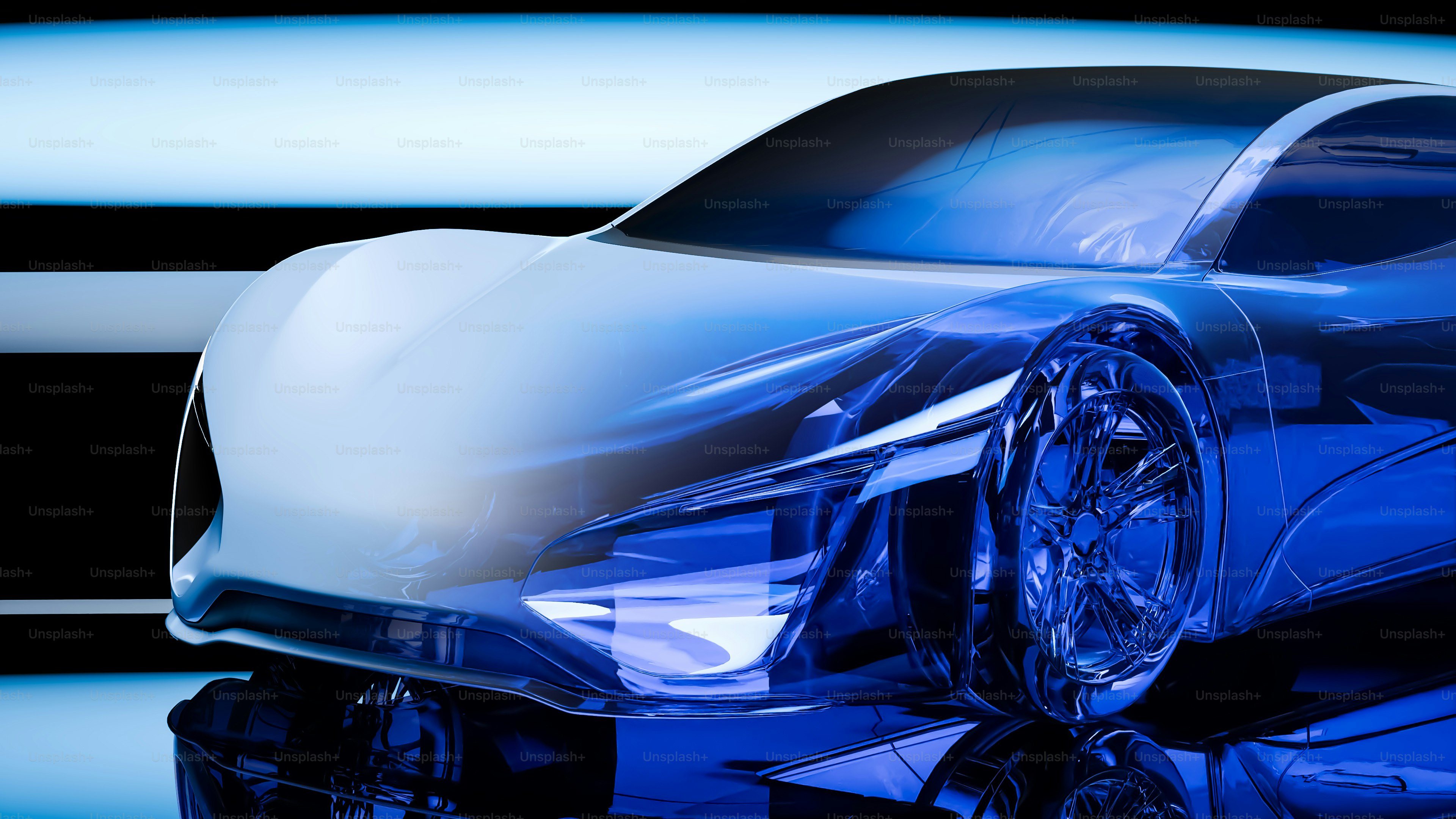 A car that is cut in half on a blue background photo – Car Image on ...