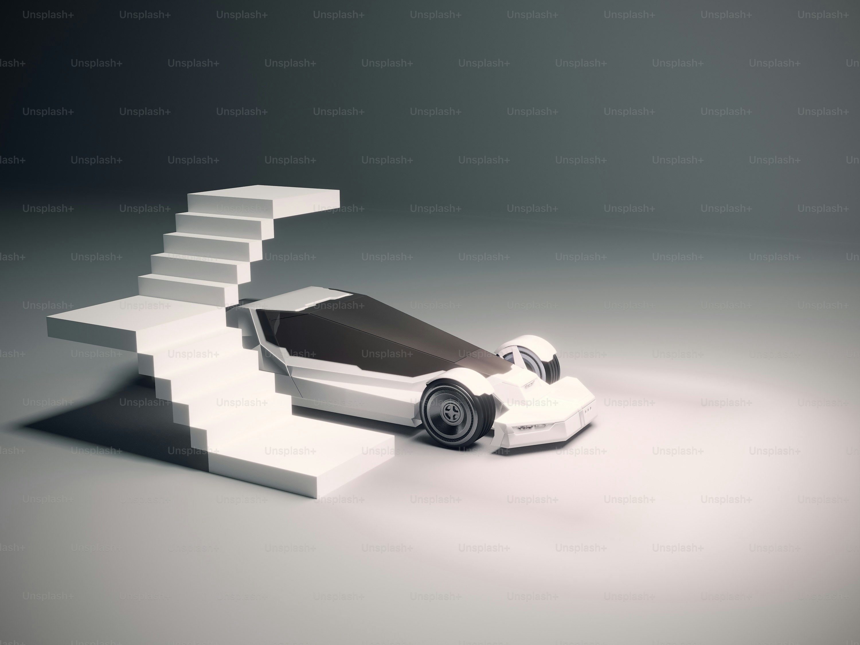 Un coche está aparcado delante de una escalera foto – Imagen de Coche ...