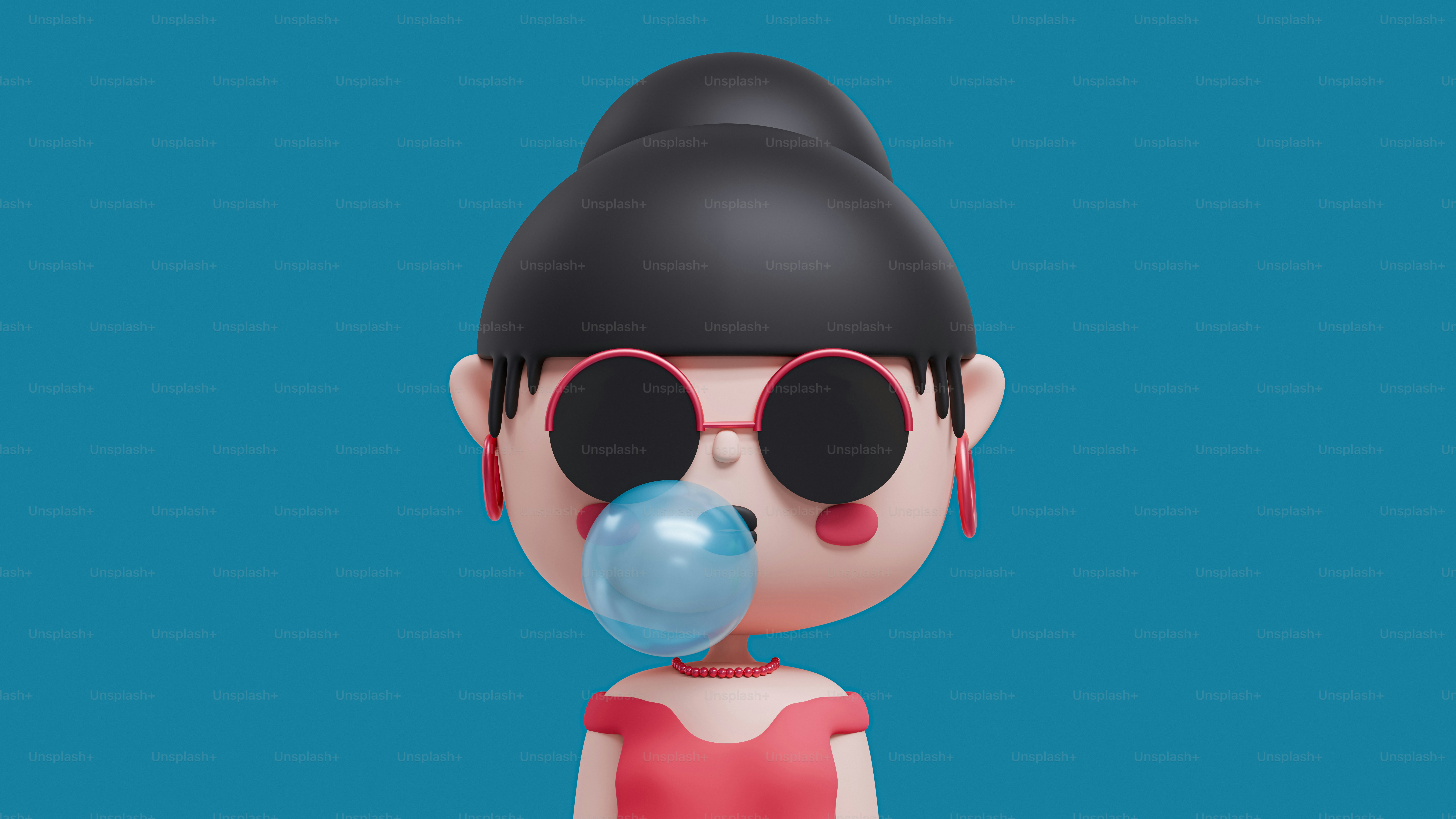 A cartoon character wearing sunglasses and a pink dress photo – Face ...