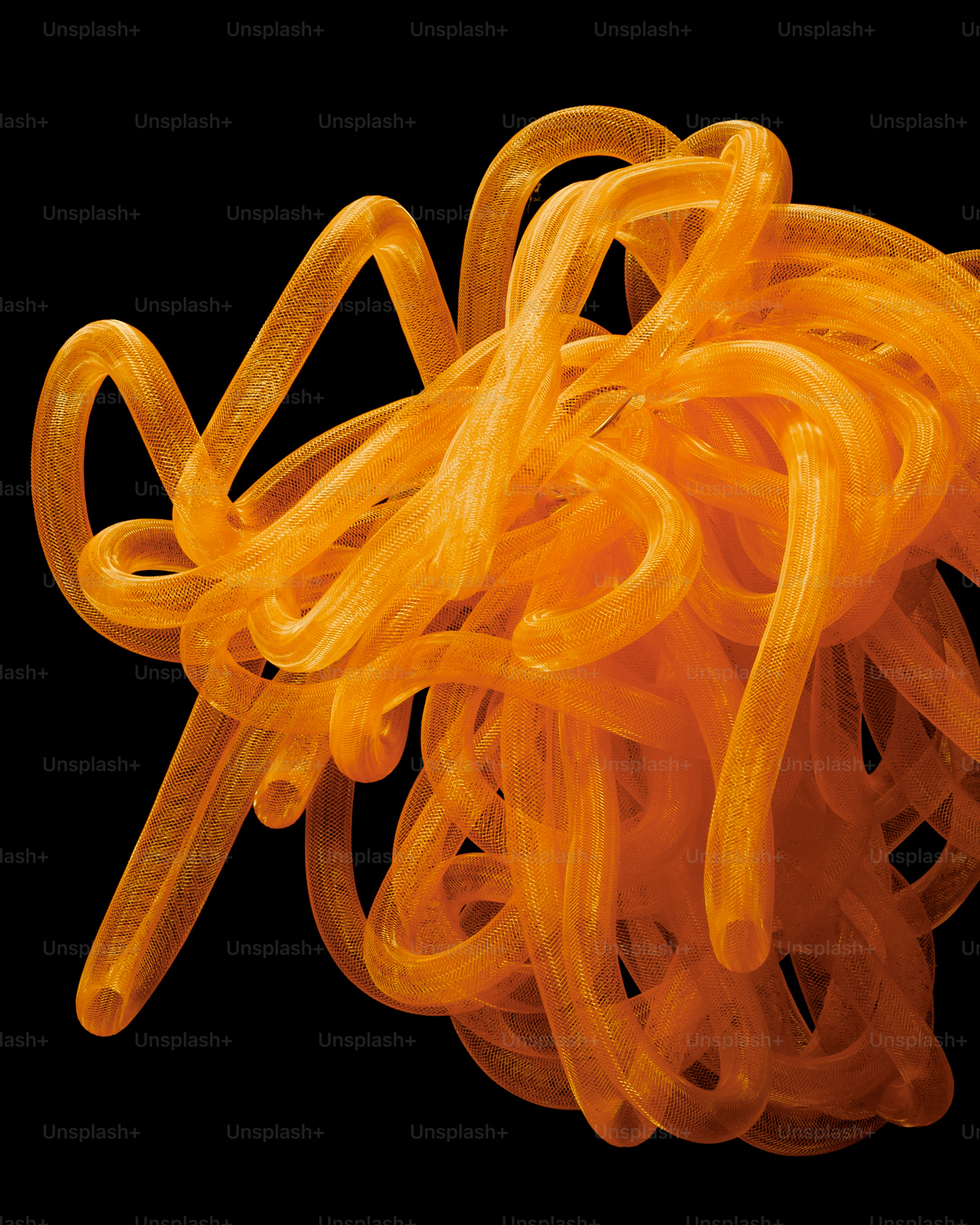 A bunch of yellow noodles on a black background photo – Abstract Image ...