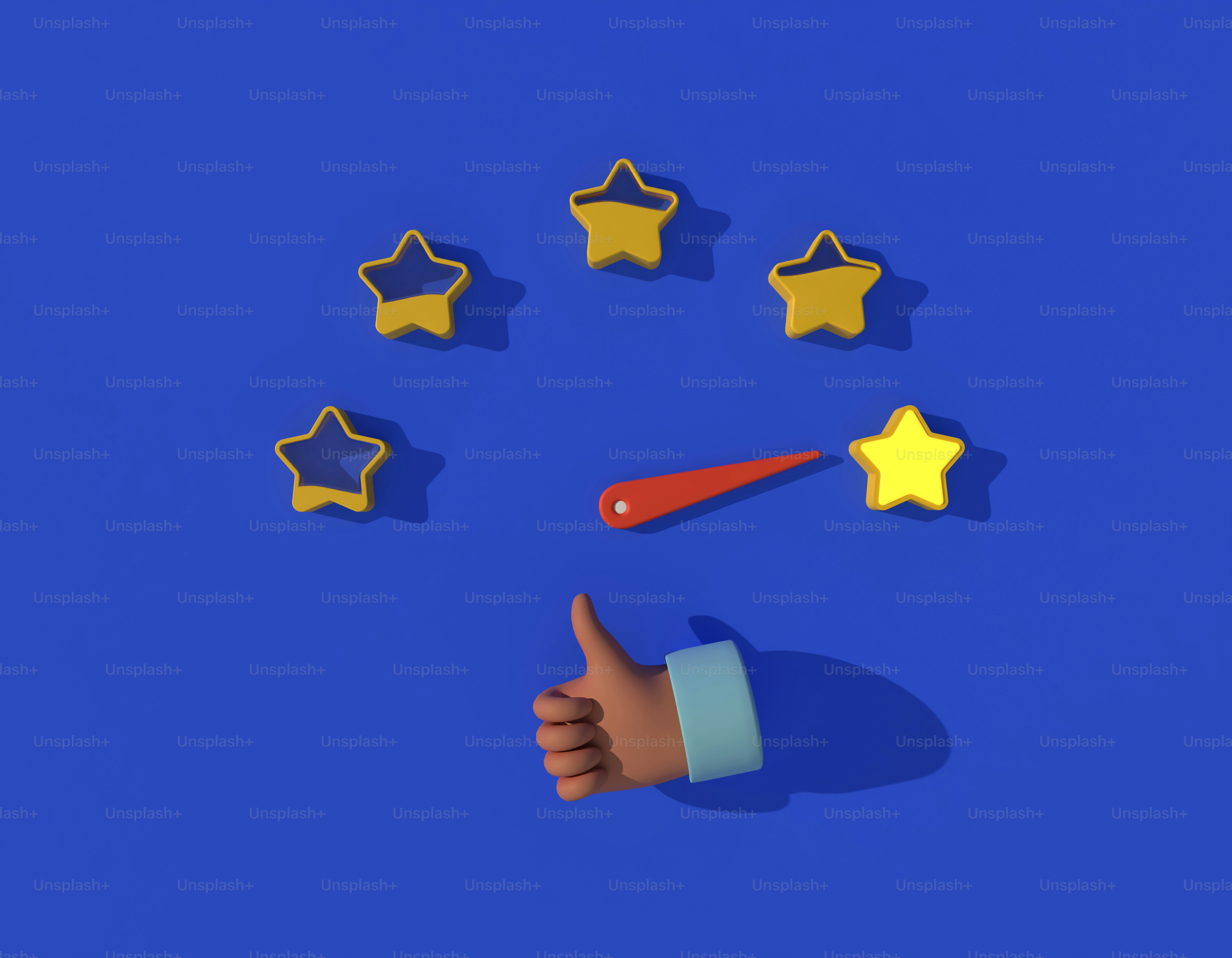 Un teléfono celular con un pulgar hacia arriba y cinco estrellas foto ...