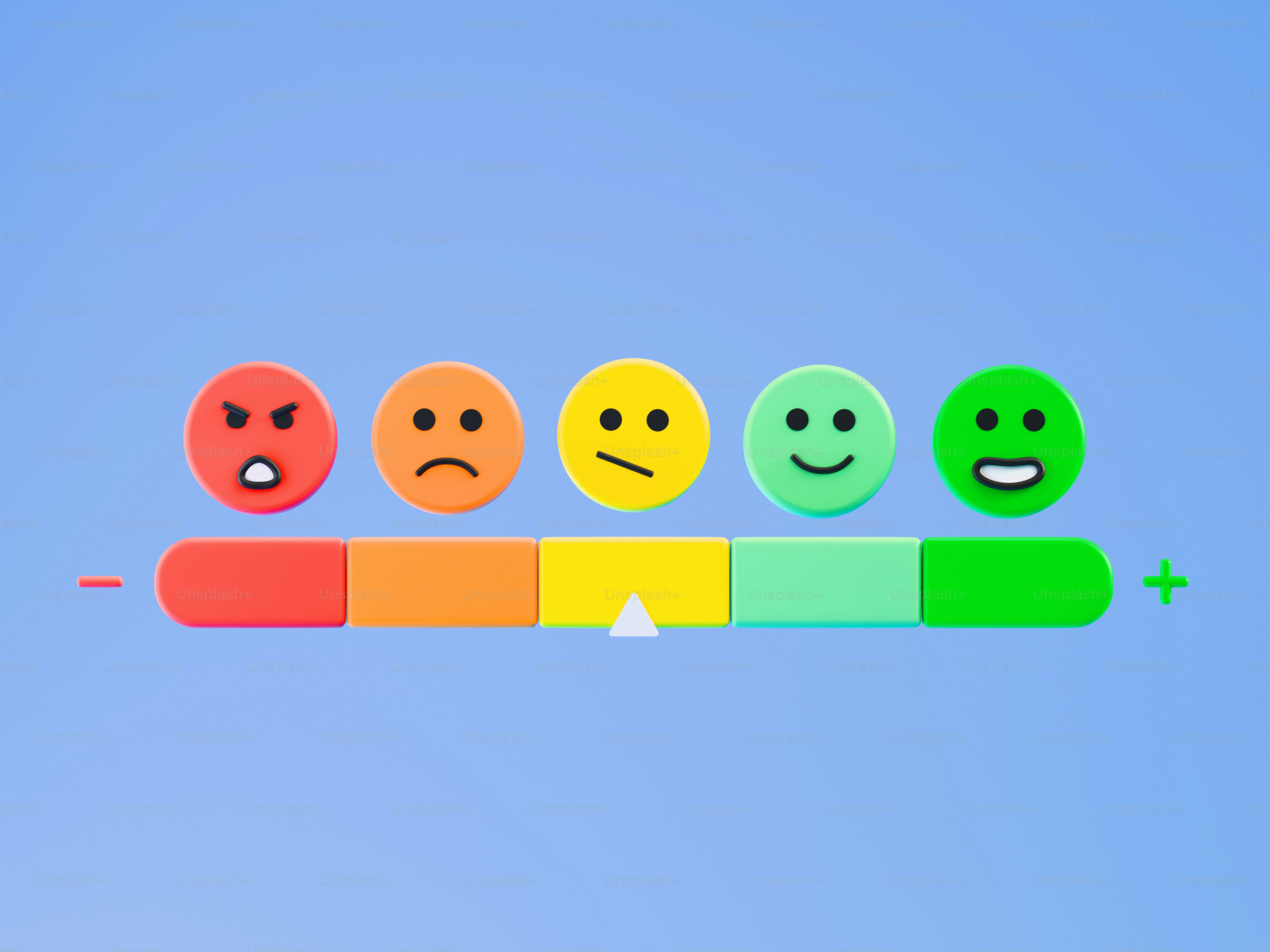 A row of different colored smiley faces on a blue background photo ...