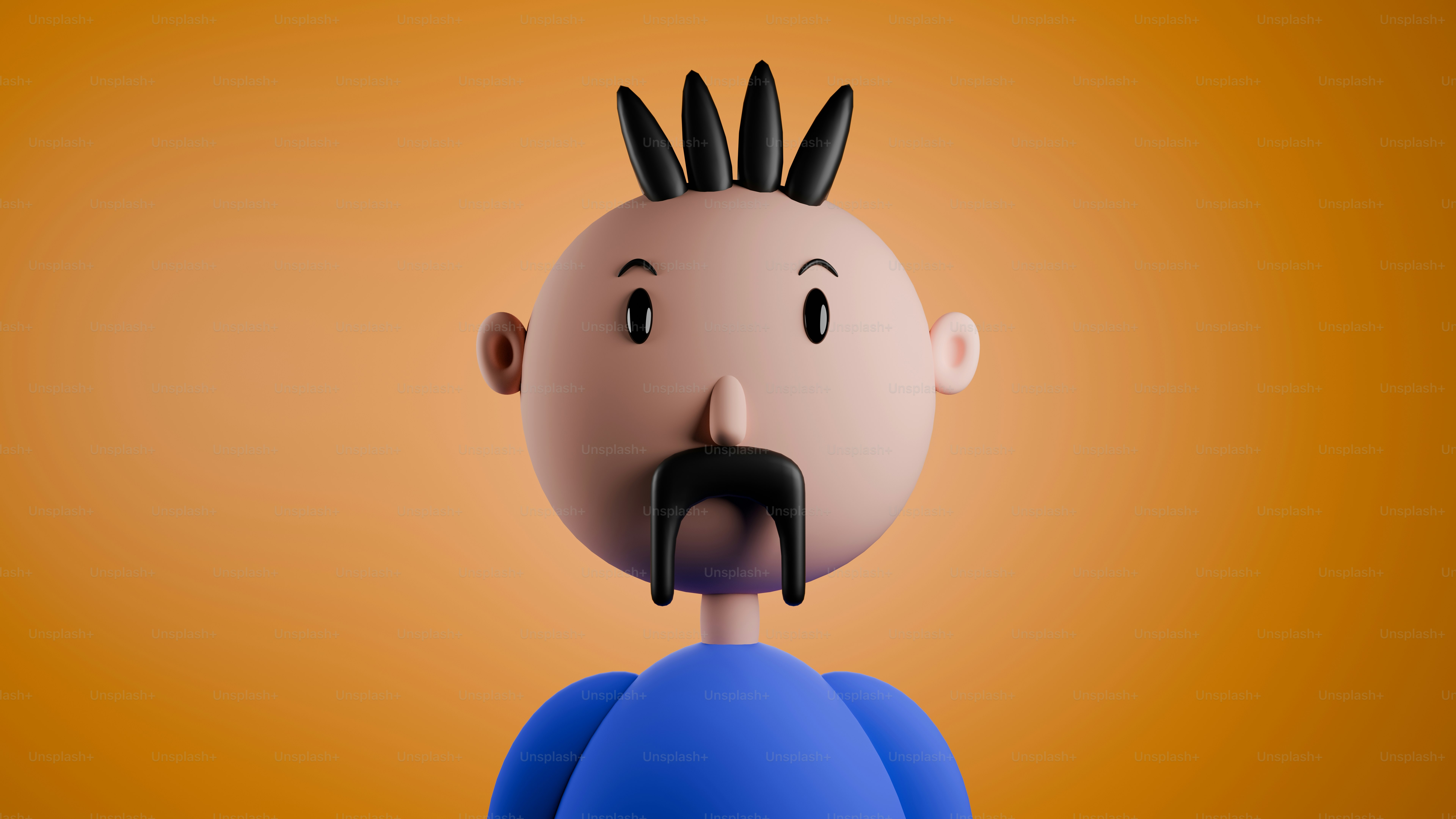 A cartoon character with spiked hair and a moustache photo – Moustache ...