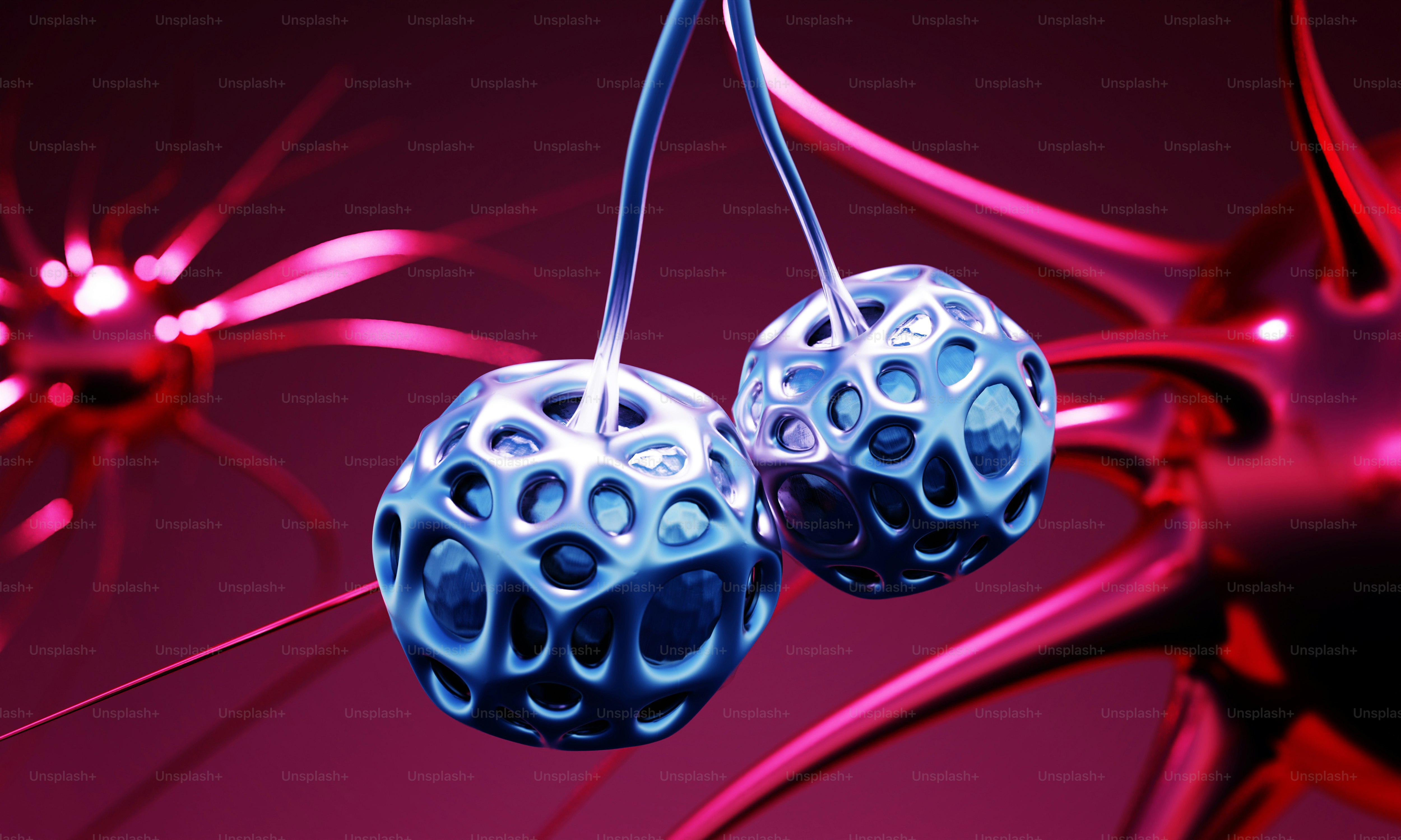 A close up of two balls hanging from a wire photo – Renders Image on ...