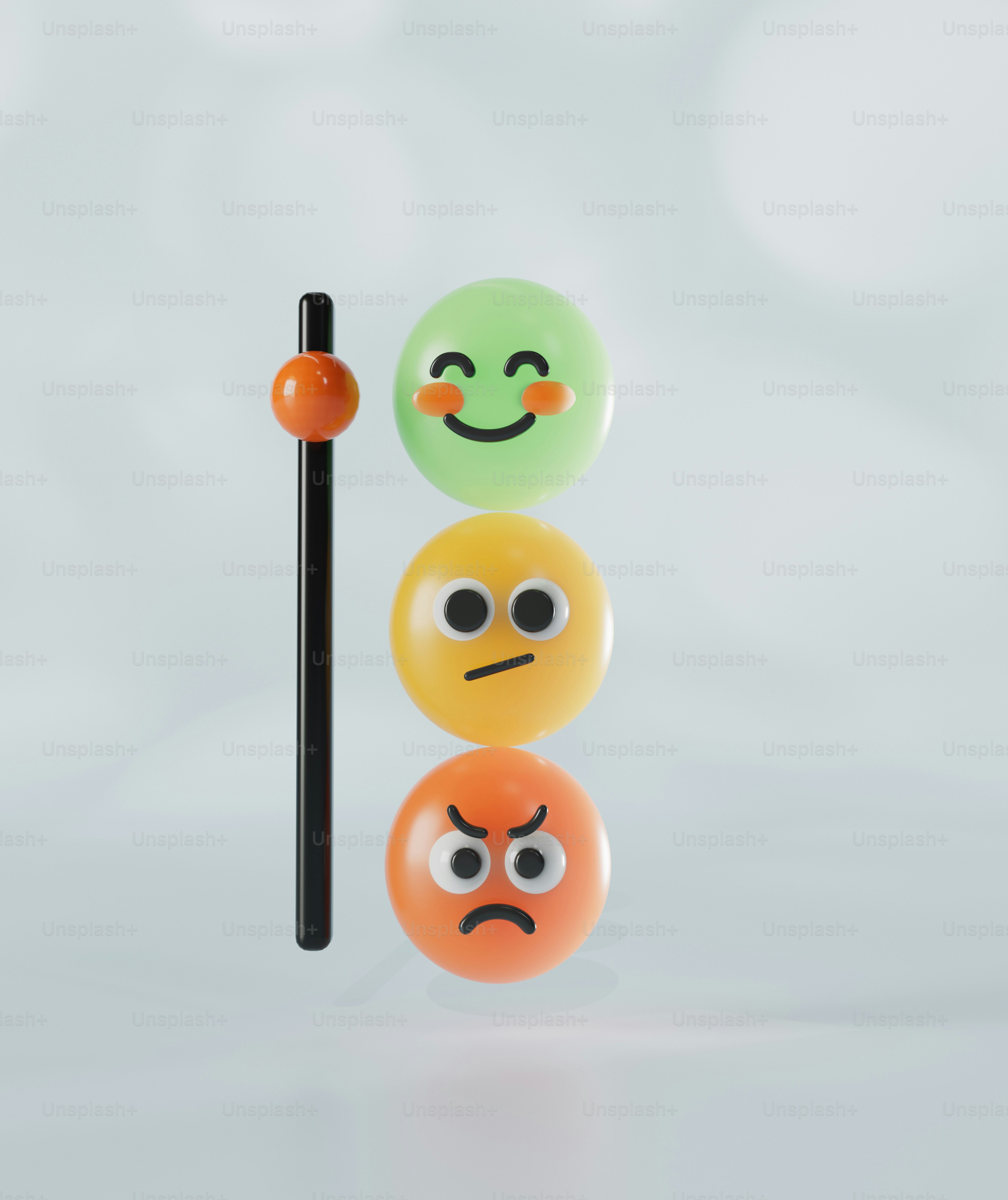 A group of balls with faces drawn on them photo – 3d render Image on ...