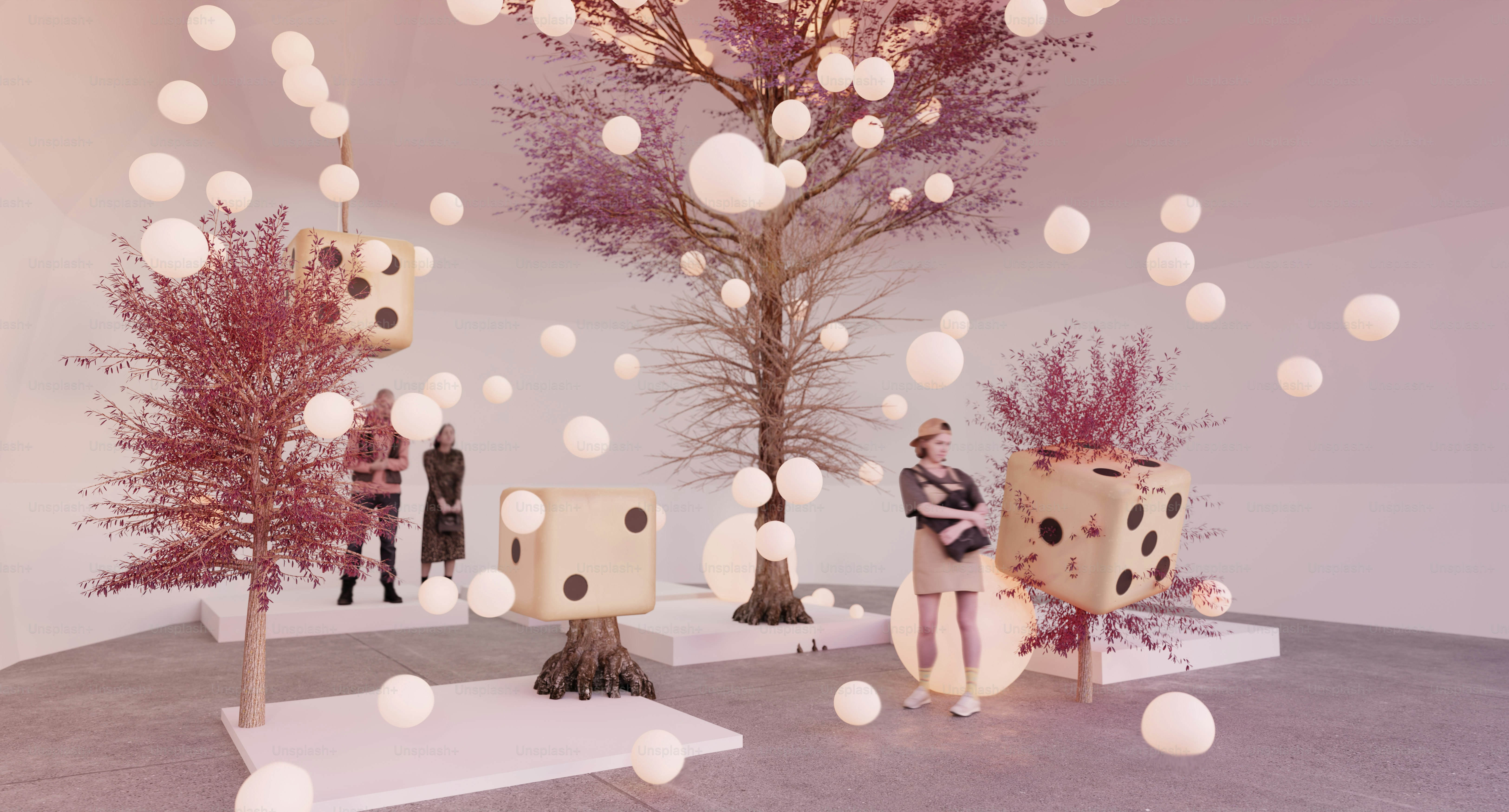 A group of people standing on top of a giant object photo – Museum ...