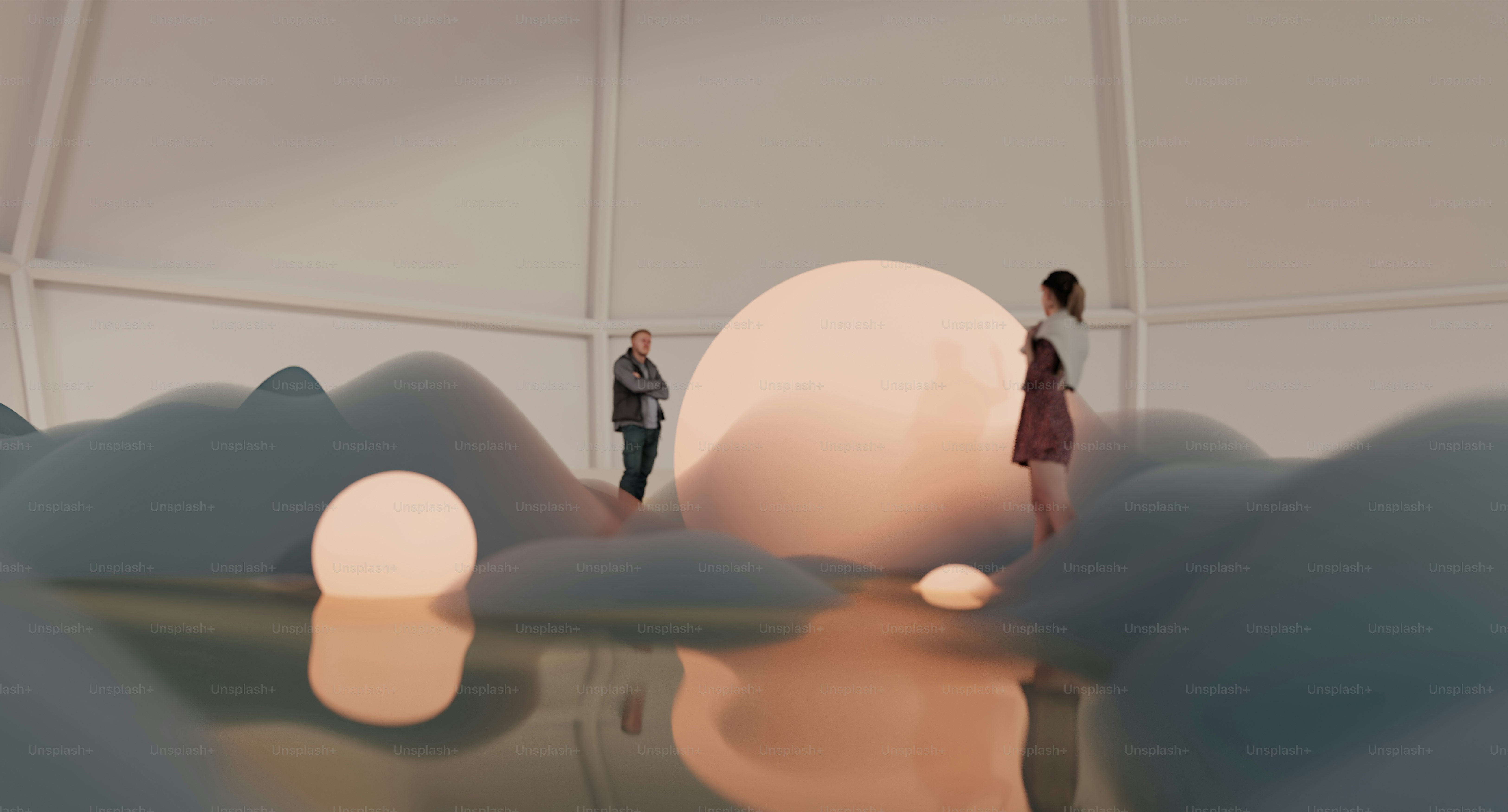 A group of people standing on top of a giant object photo – 3d render ...