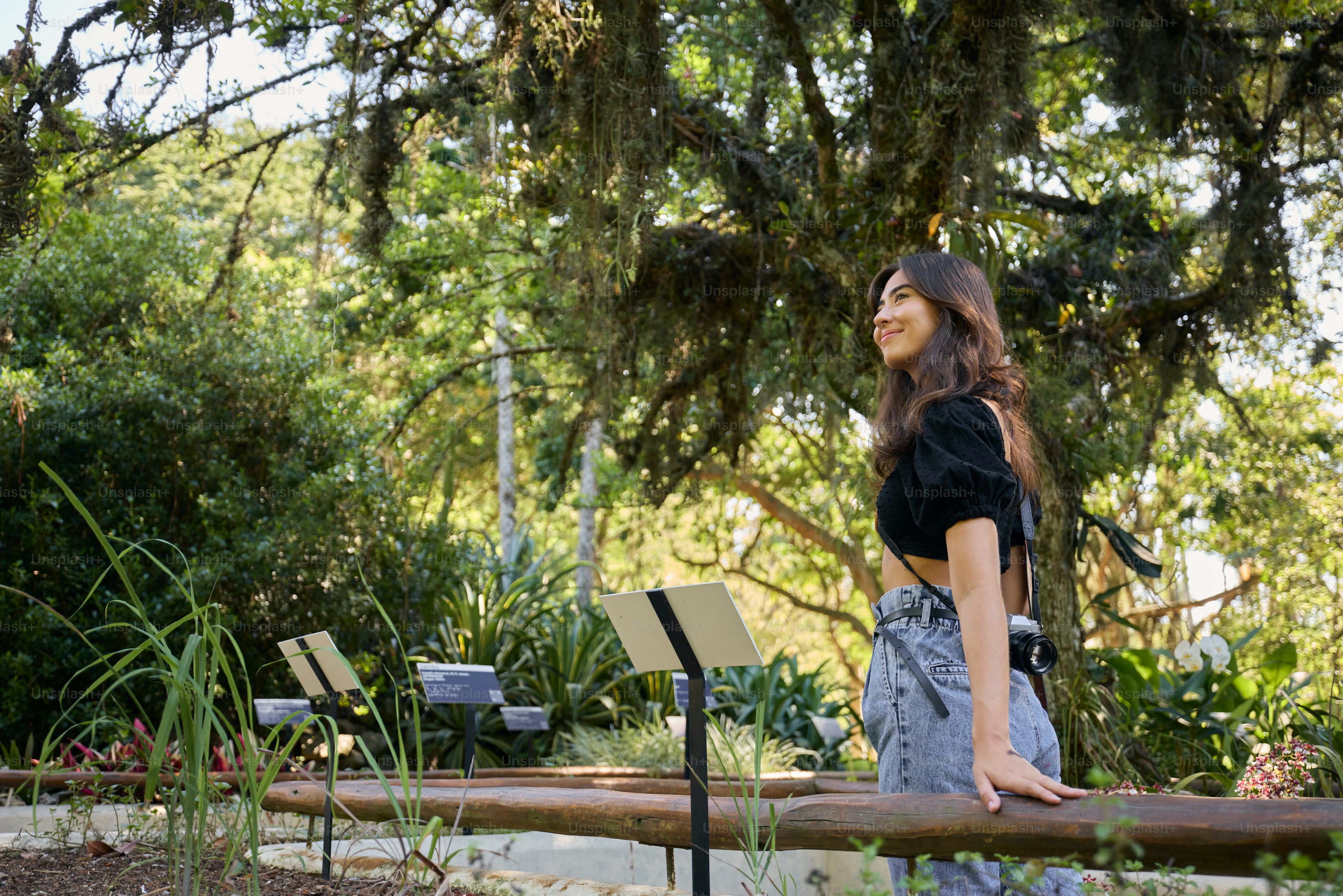 A woman standing on a bench in a park photo – Greenery Image on Unsplash