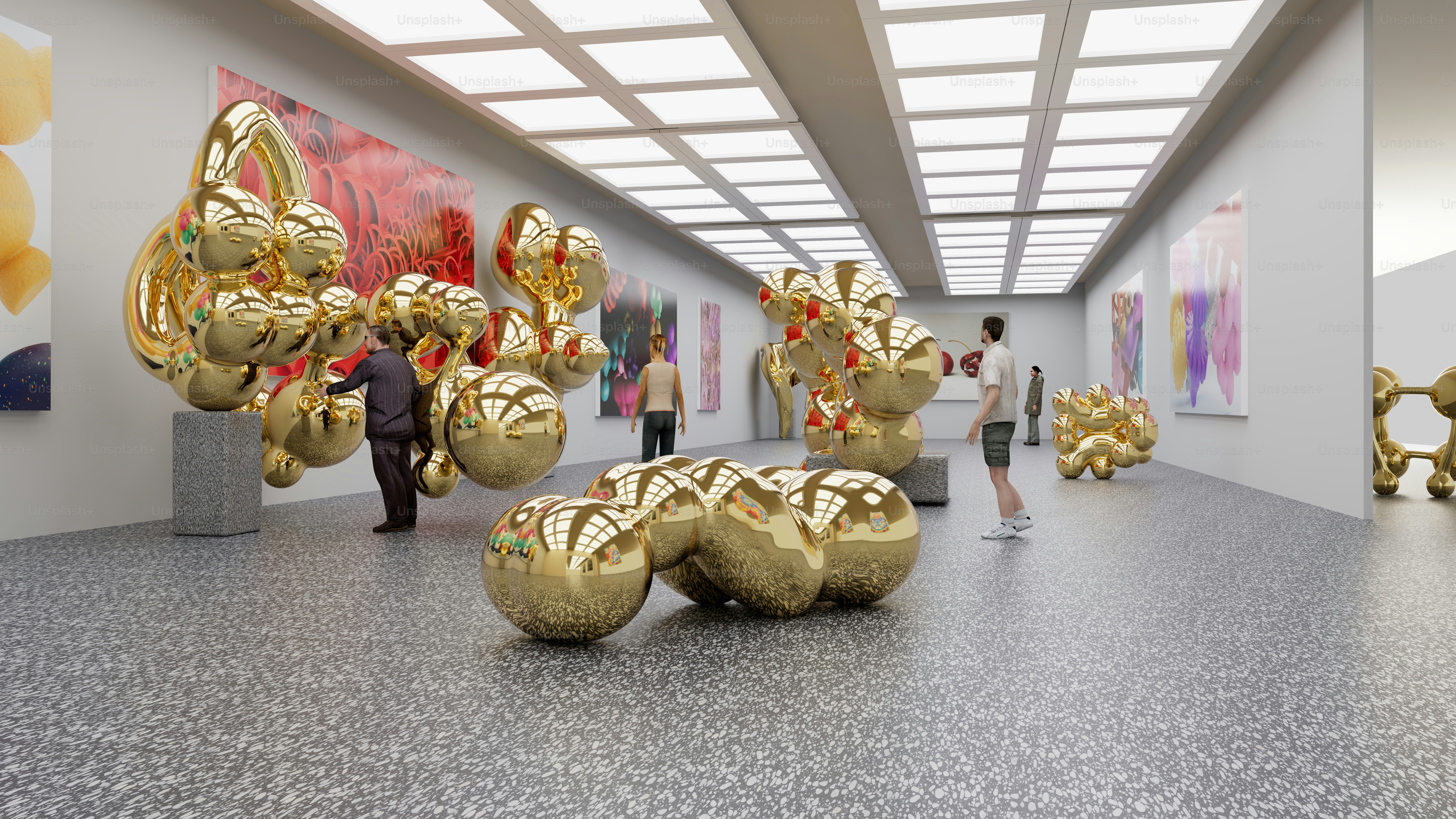 A group of people walking through a museum photo – Interactive Image on ...