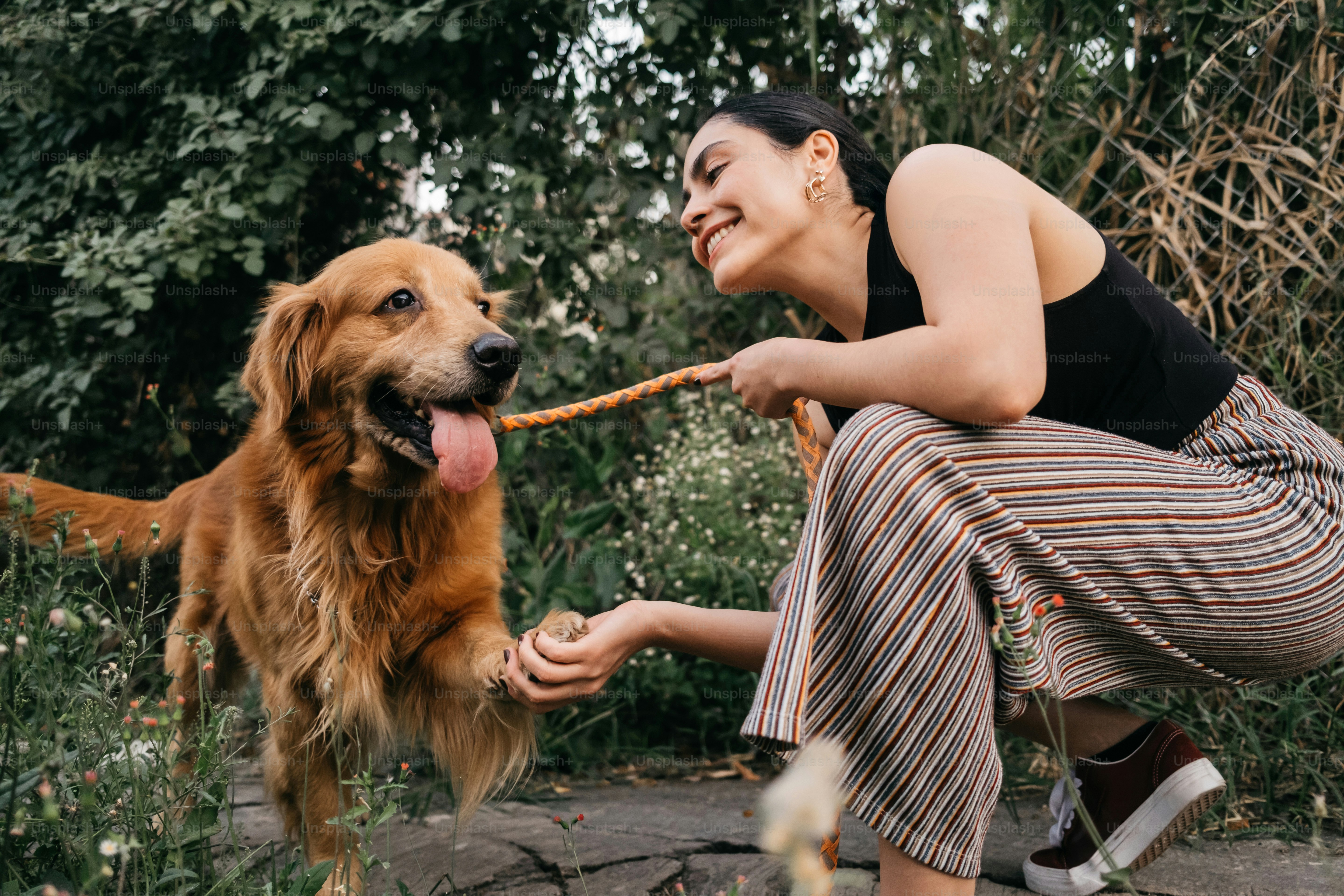 A woman sitting on the sidewalk with her dog photo – Dog Image on Unsplash
