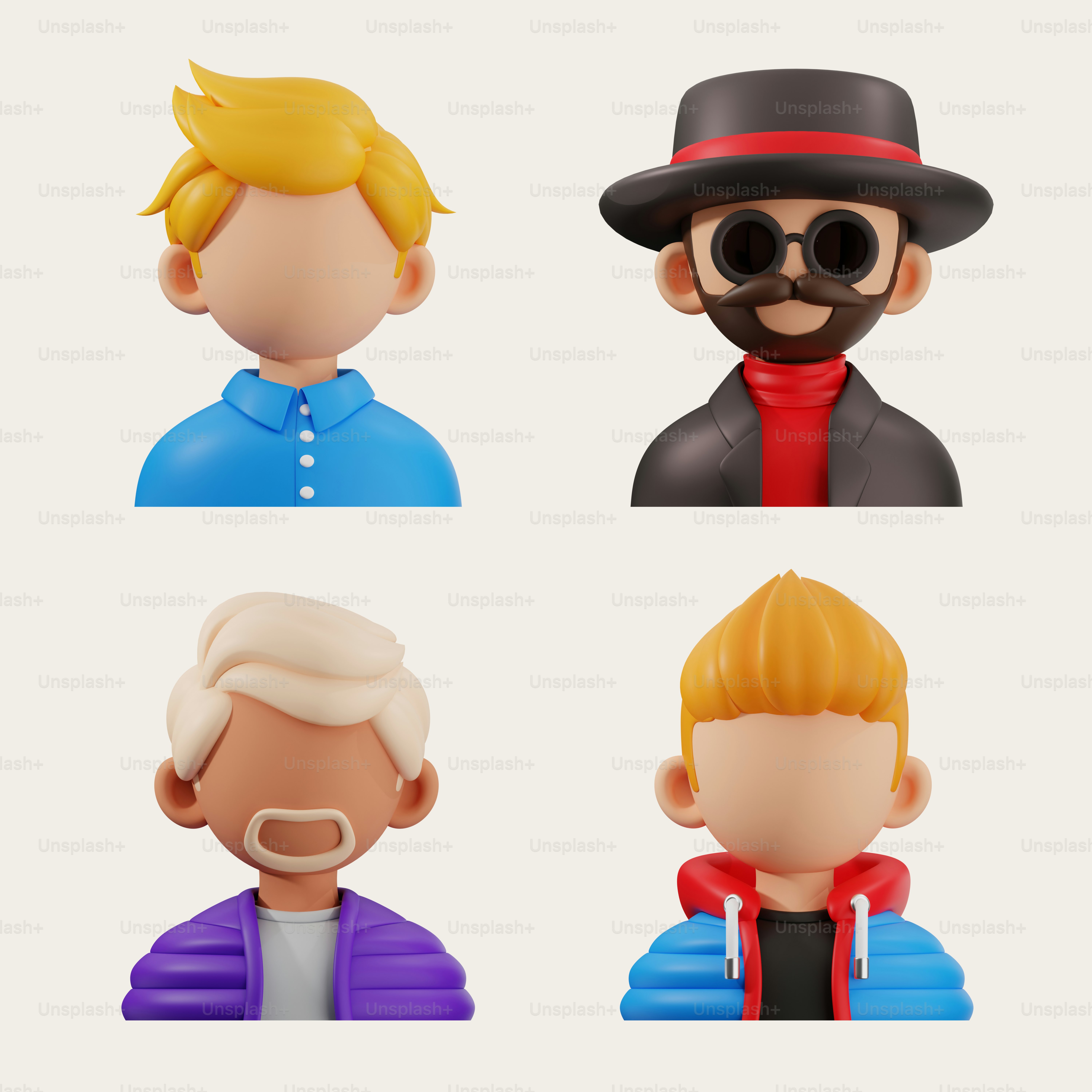 A set of four different avatars of a man photo – Man Image on Unsplash