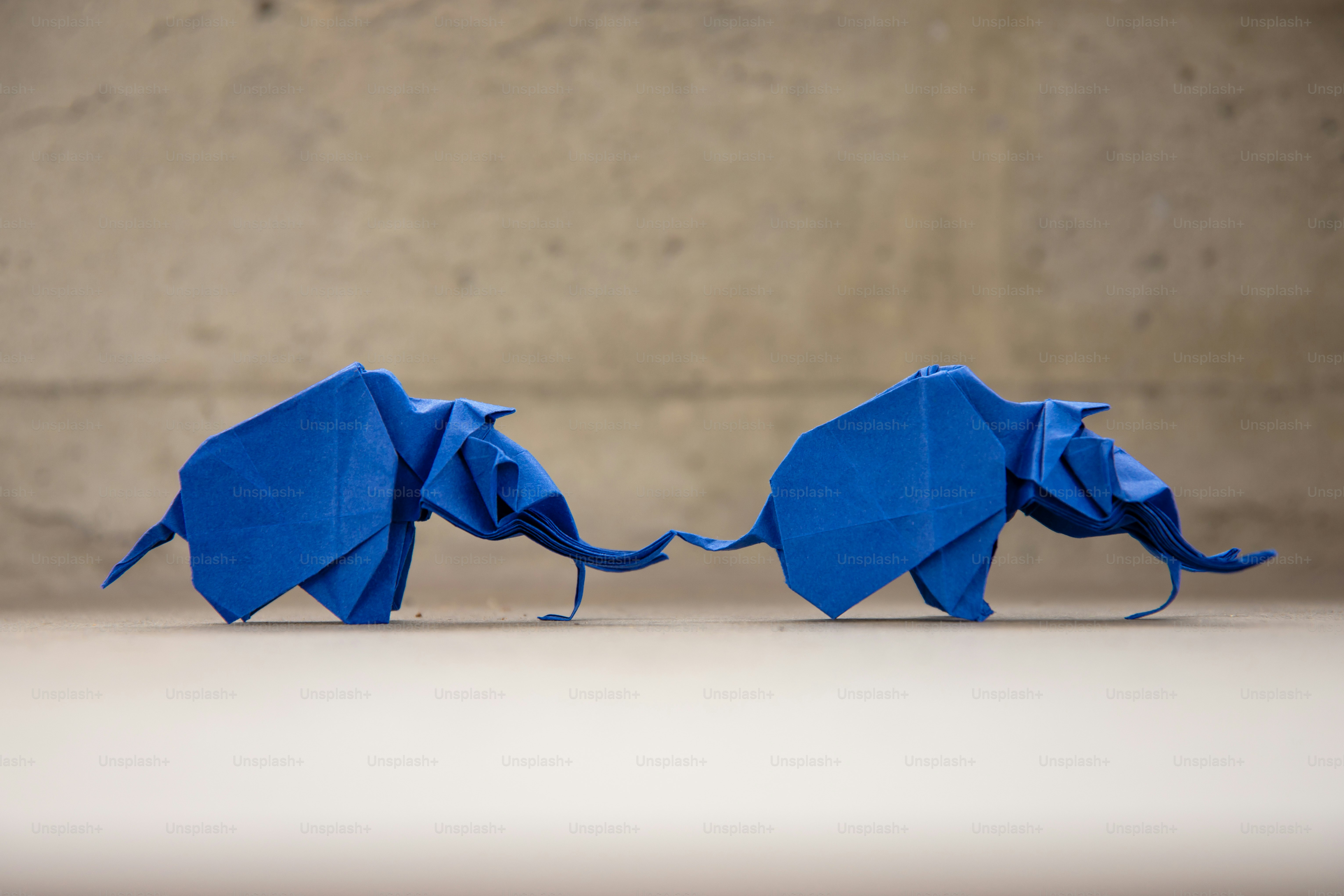 Two origami elephants are facing each other photo – Art Image on Unsplash