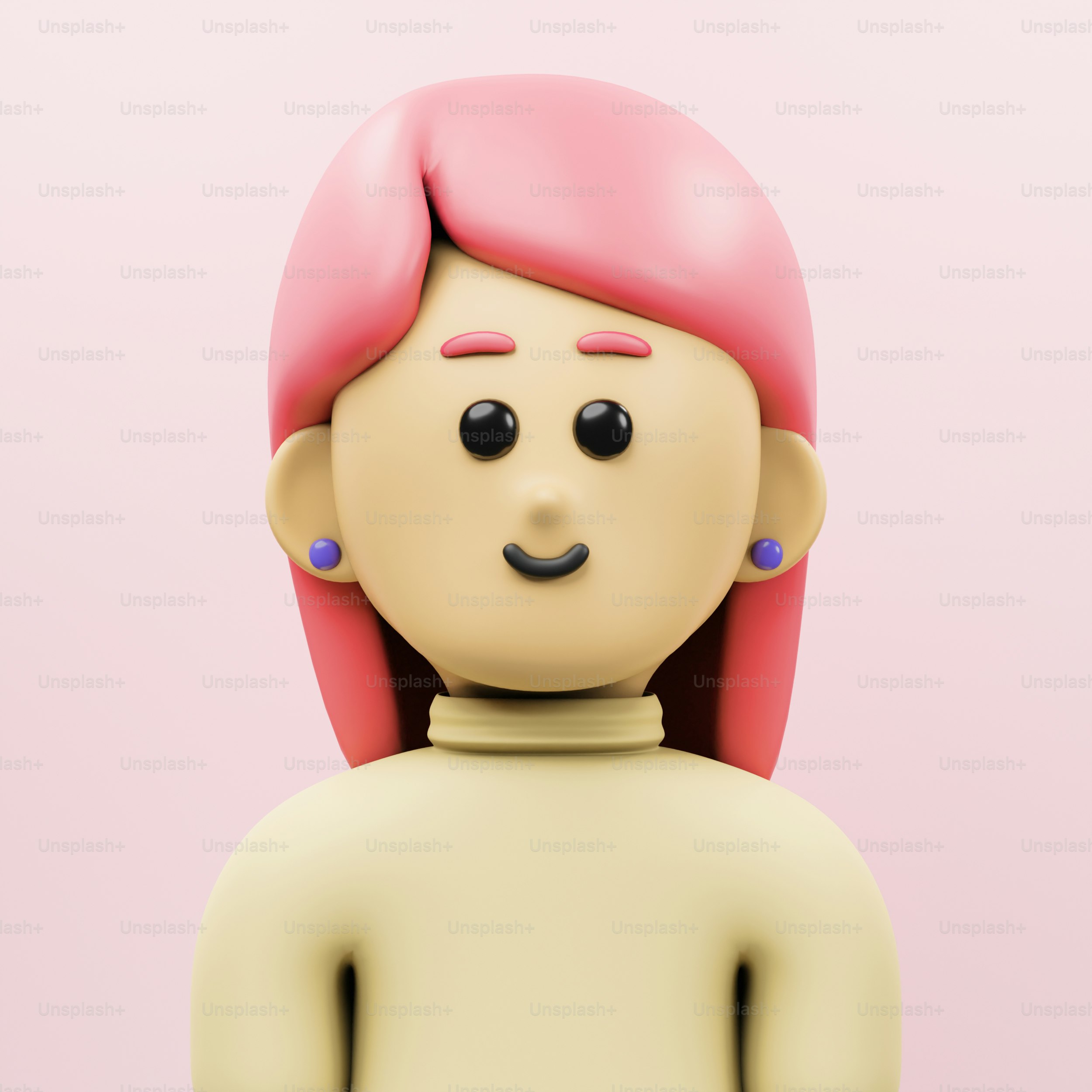 A cartoon character with a pink hair and blue eyes photo – Avatar Image ...