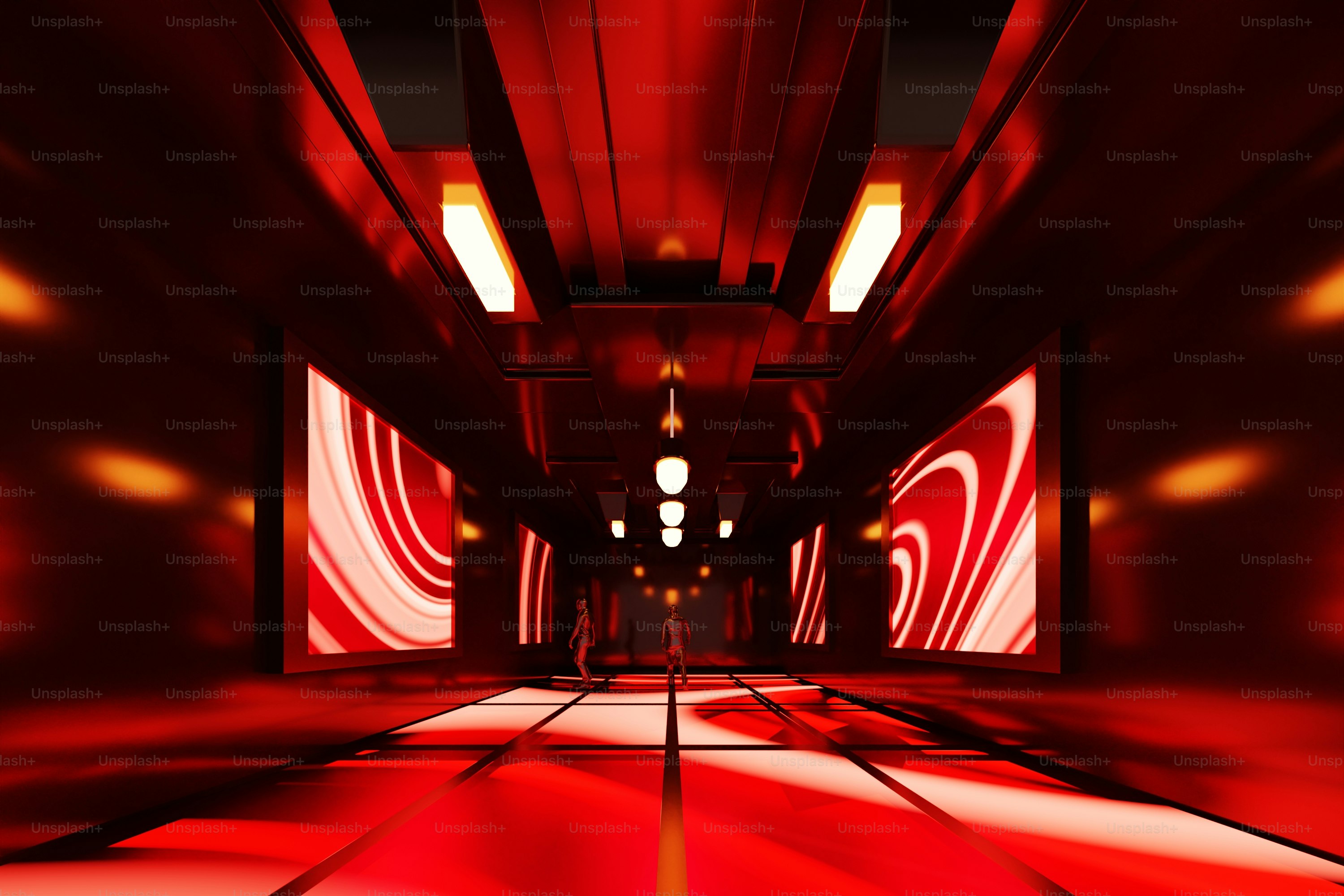 A red and black photo of a hallway photo – Interactive Image on Unsplash