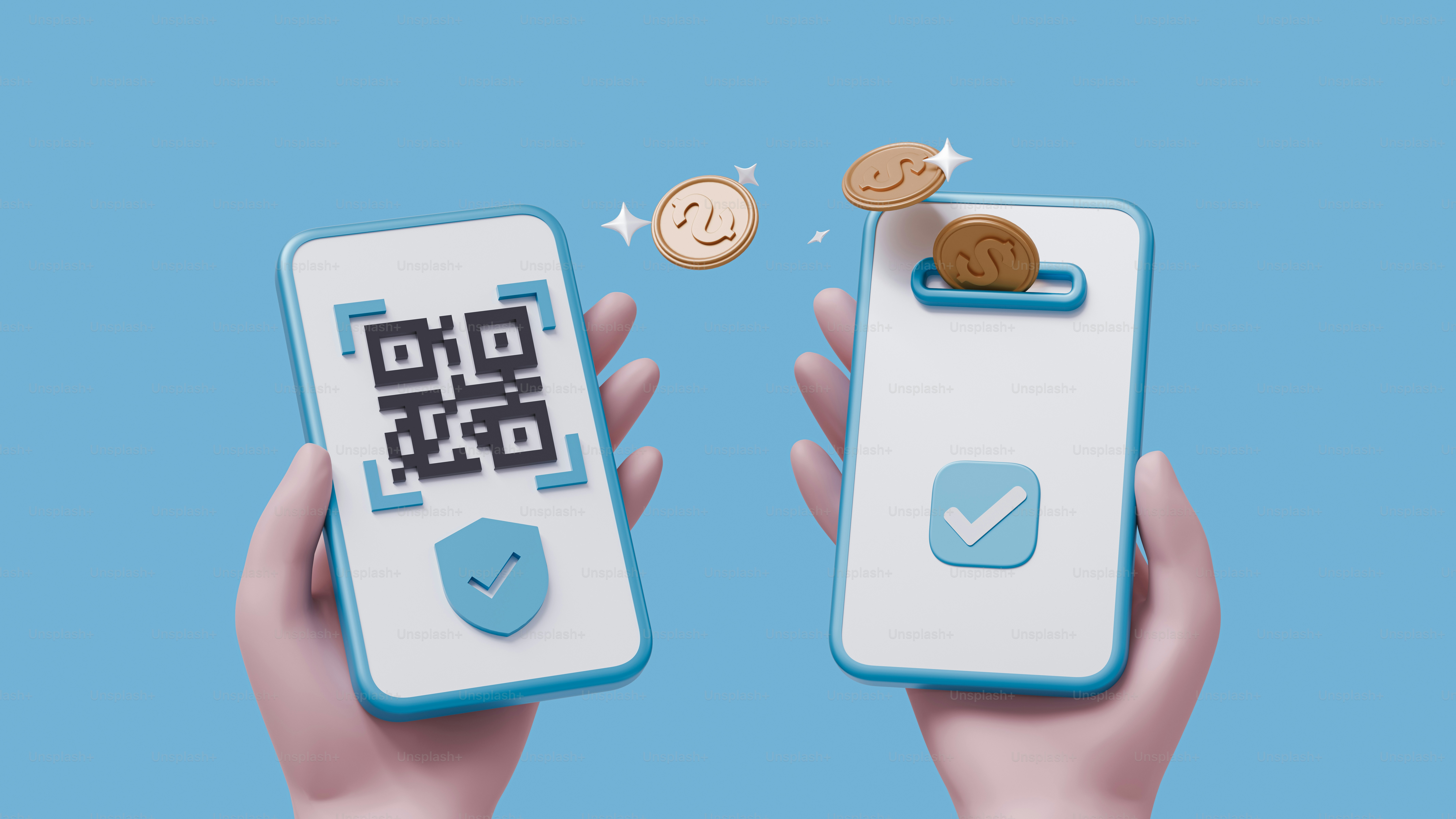 A hand holding two cell phones with a qr code on them photo – Mobile ...