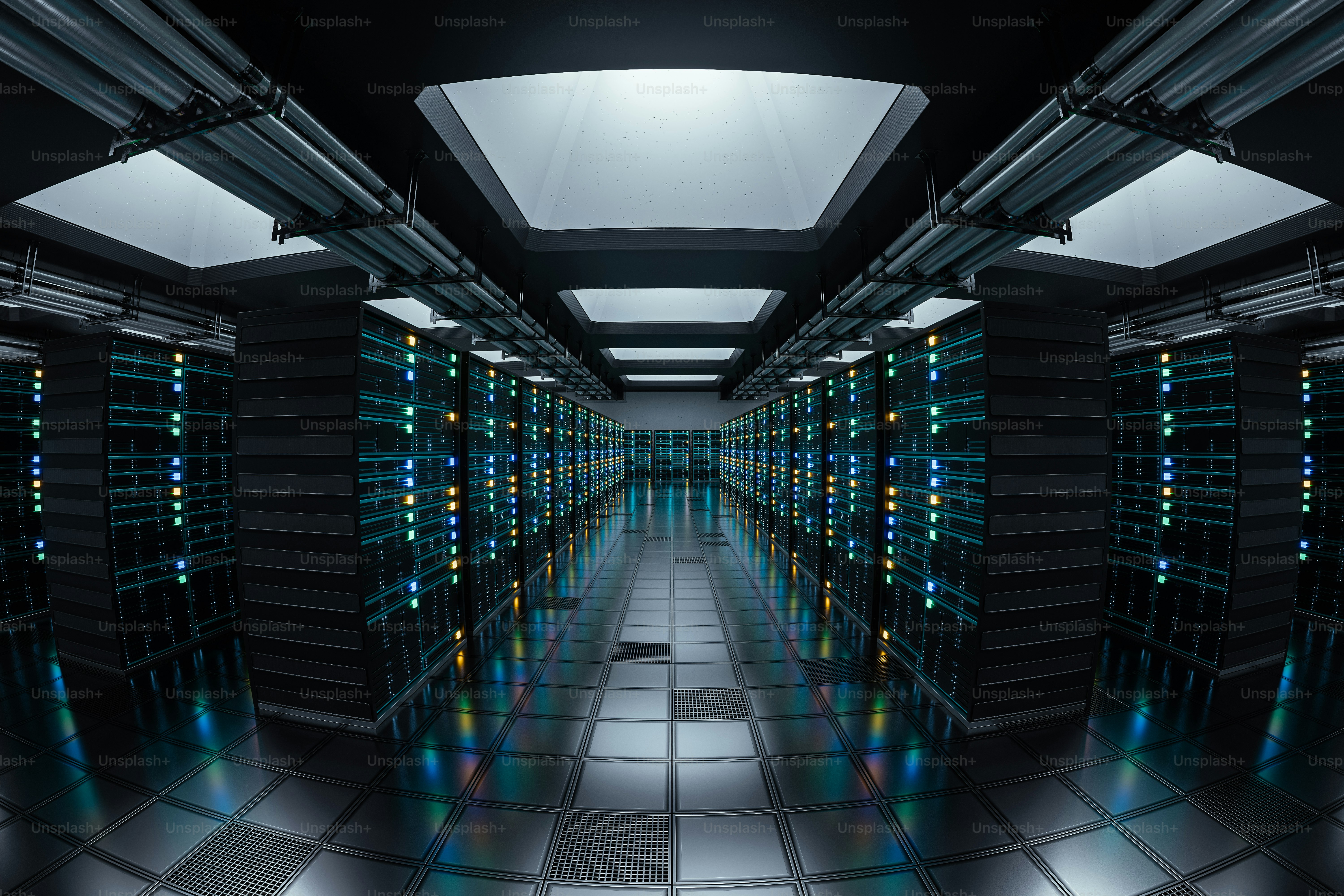 A server room with rows of servers in it photo – Wallpaper Image on ...