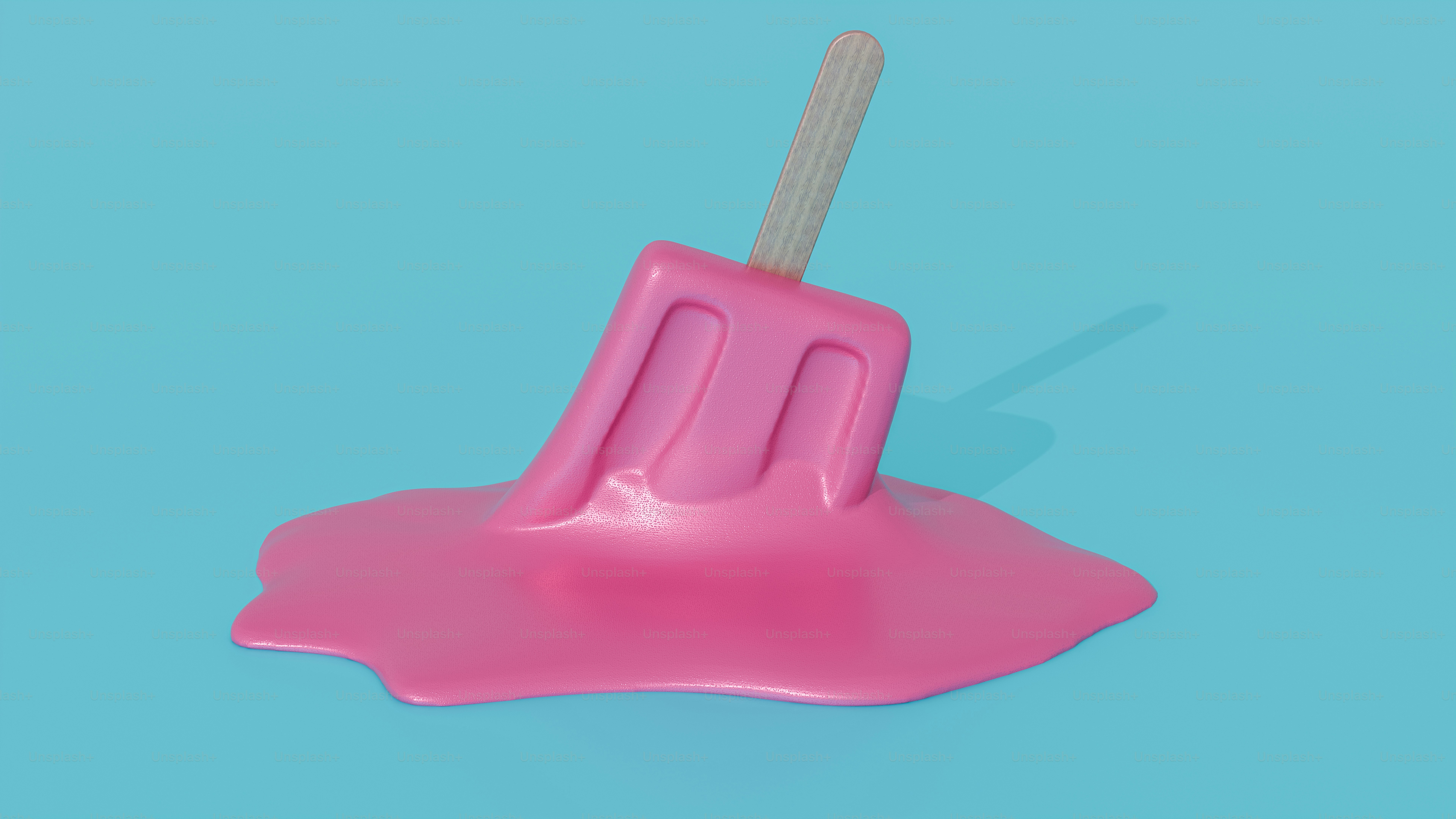 A pink popsicle melting on a blue surface. photo – Ice cream Image on ...