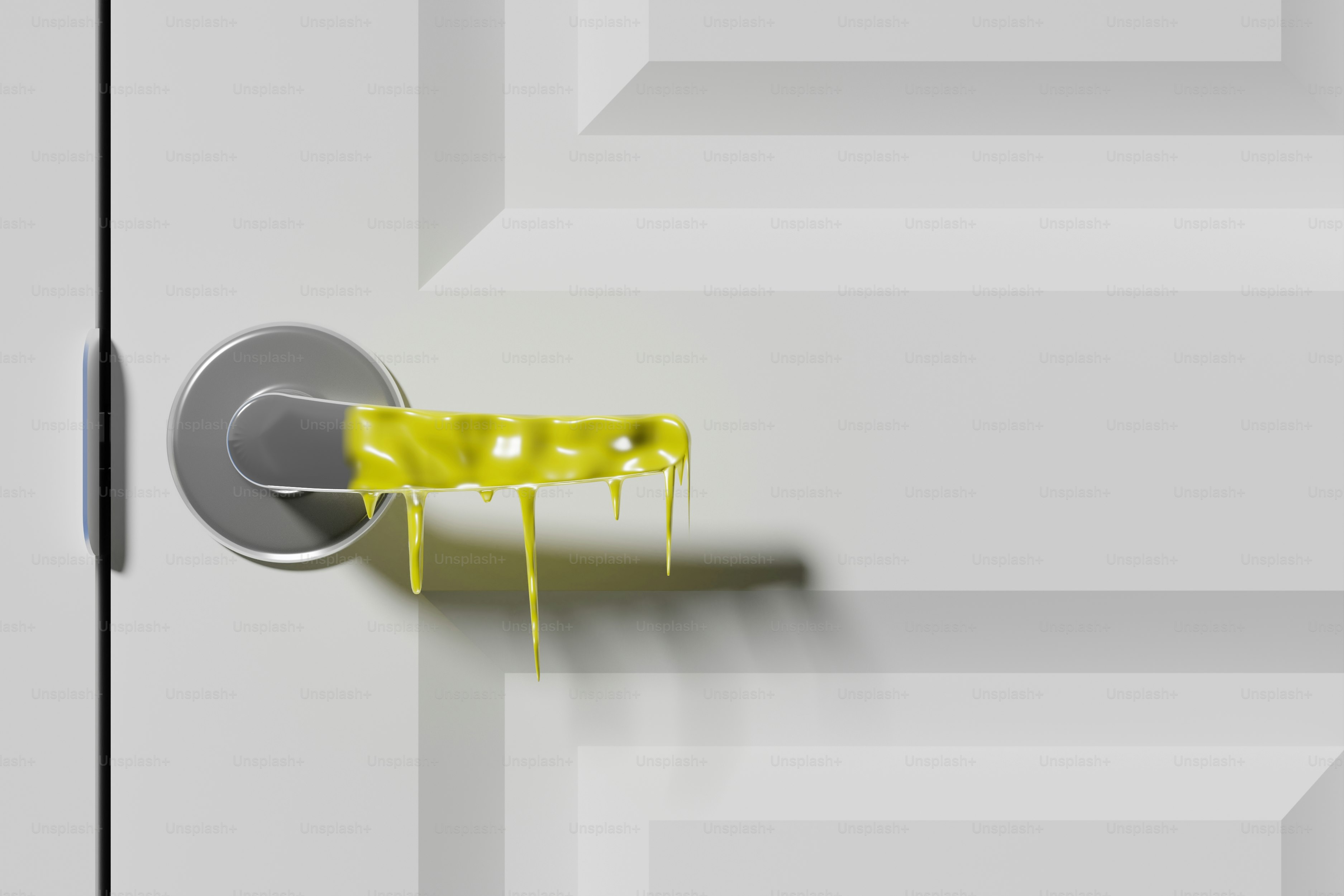 Yellow liquid is dripping from a door handle. photo – Abstract Image on ...