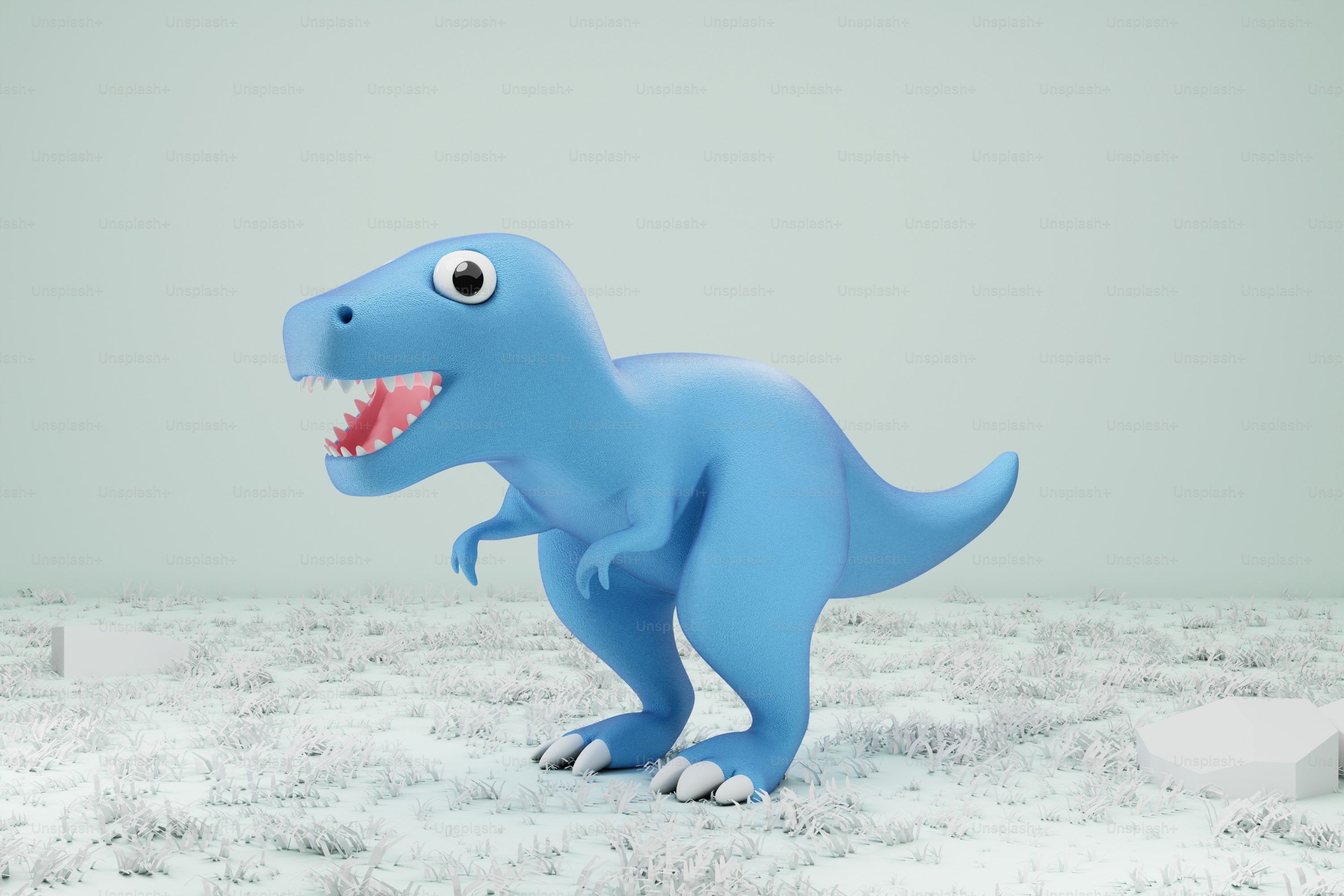 A blue tyrannosaurus rex smiles on snow. photo – Animal Image on Unsplash