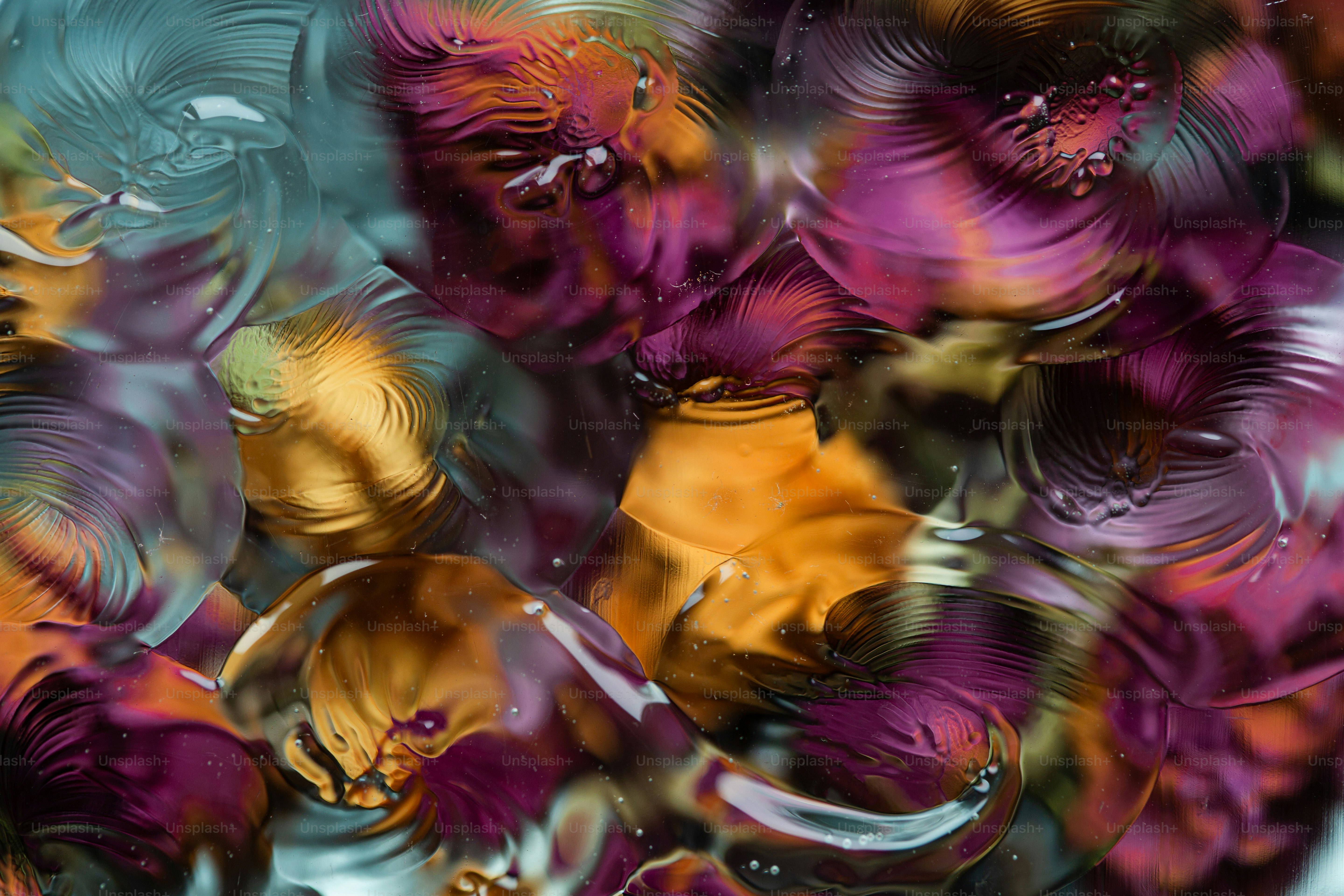 Abstract colors and liquid reflections create an artistic display ...