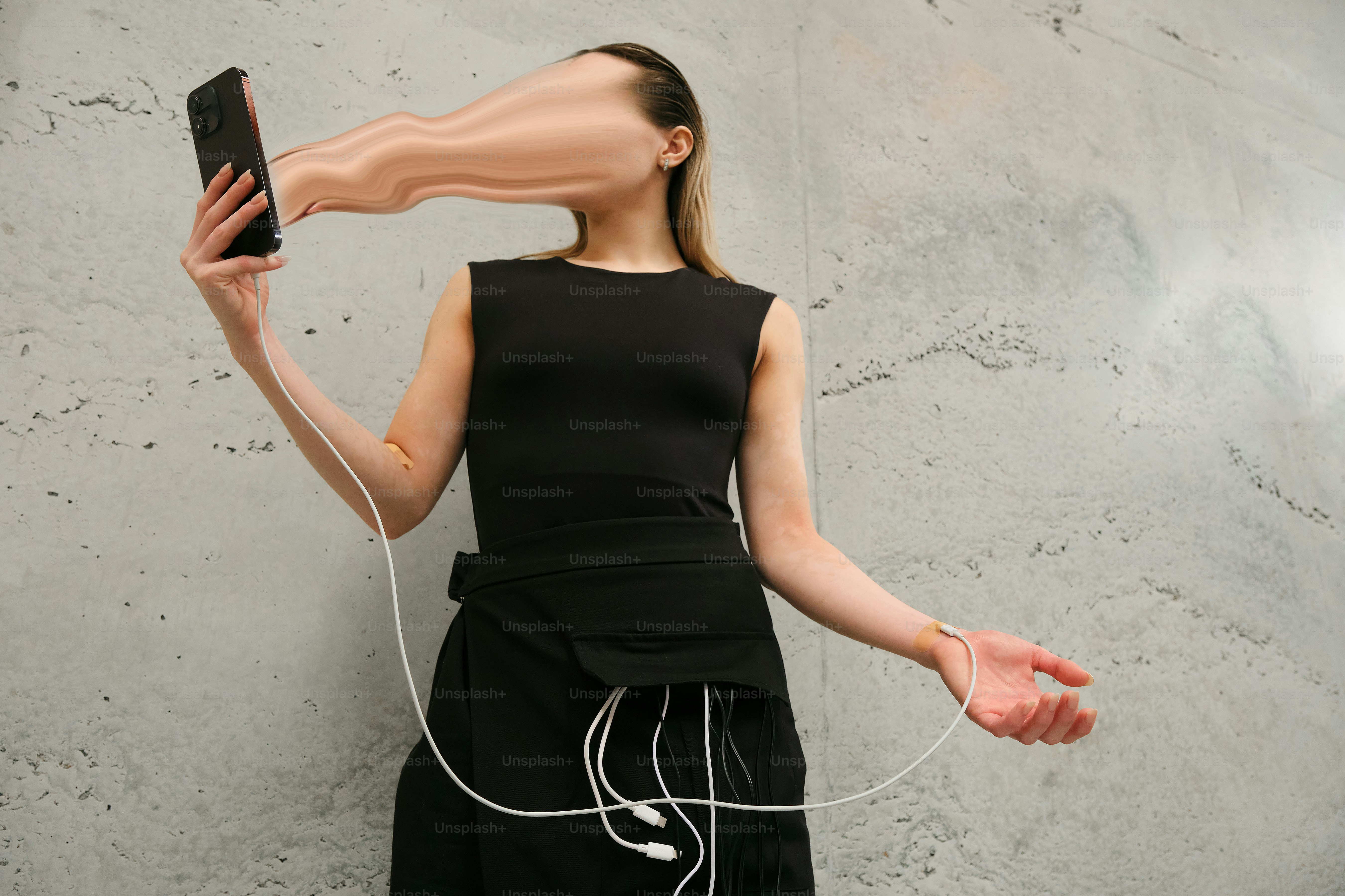 A woman's face is morphing into a smartphone. photo – Woman Image on ...