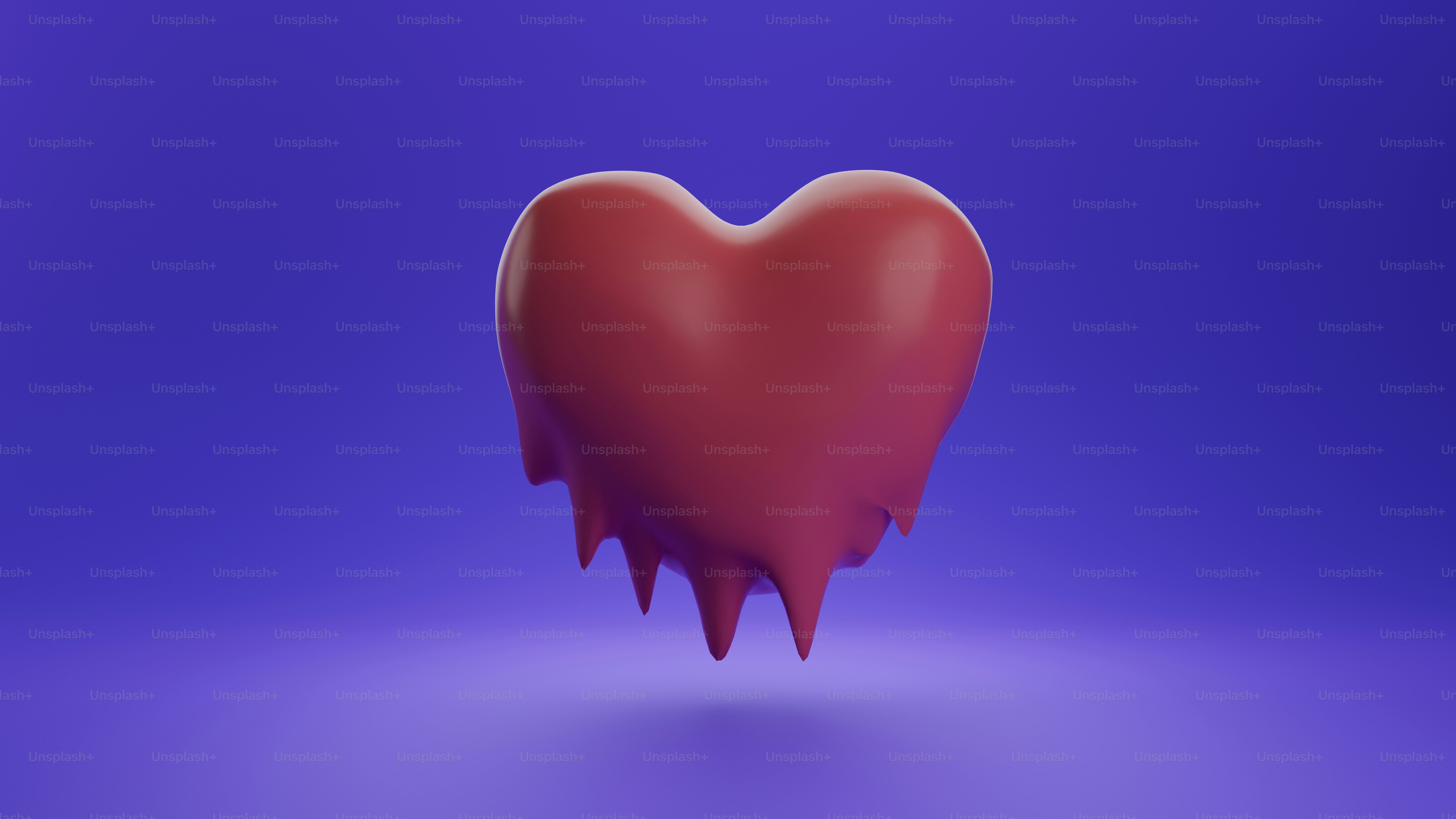 A melting heart against a blue background. photo – 3d render Image on ...
