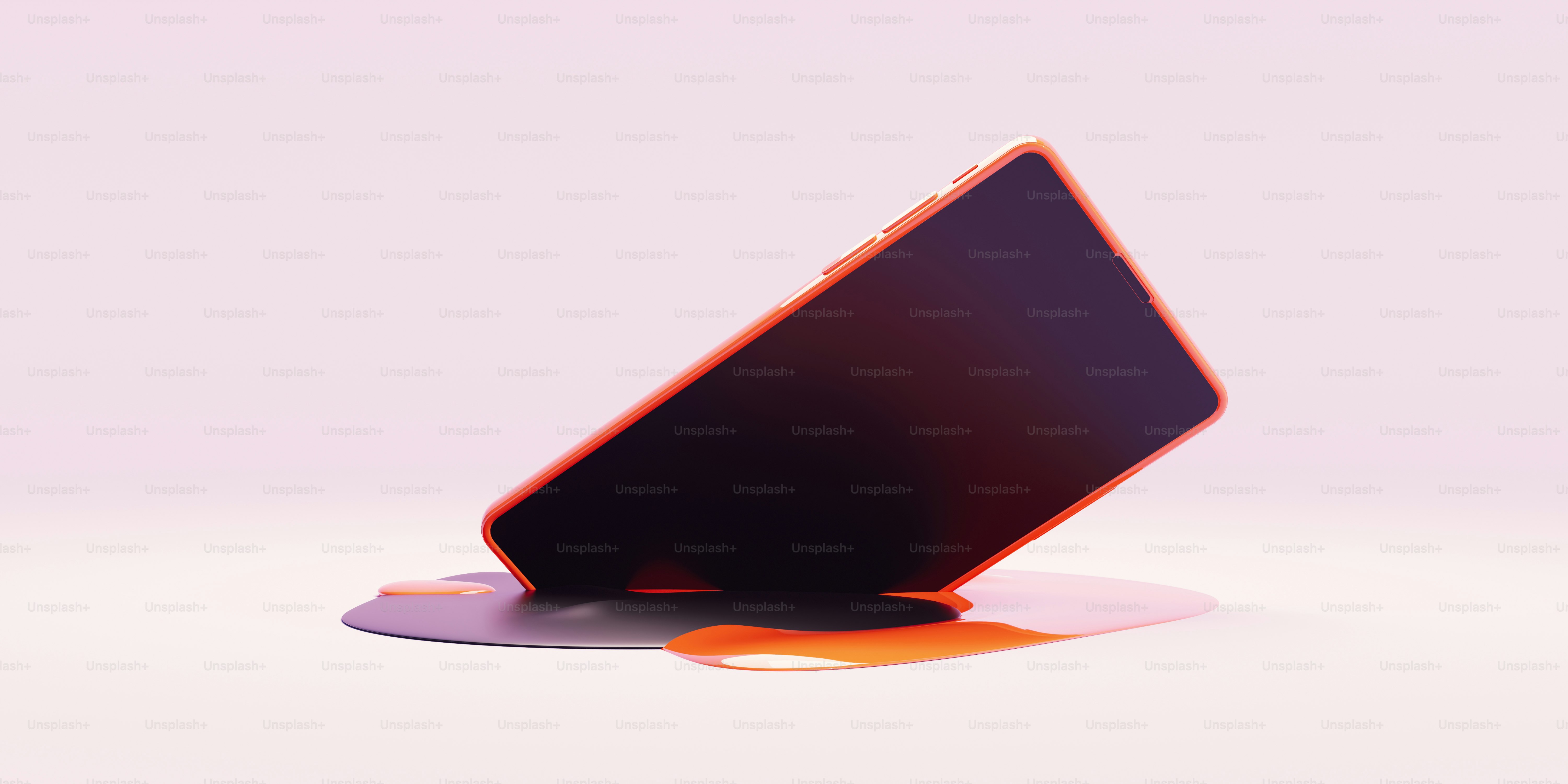 Phone seems to be melting on the surface. photo – 3d render Image on ...